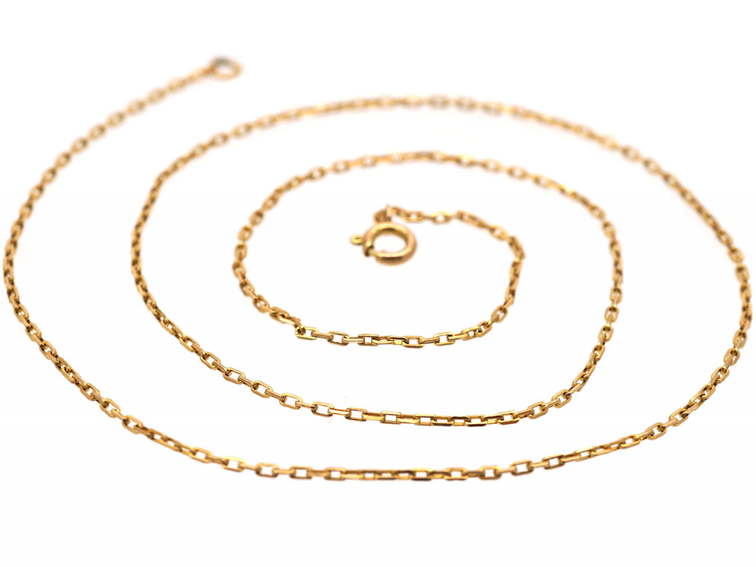 Art Deco 9ct Gold Narrow box Link Chain (844P) | The Antique Jewellery ...