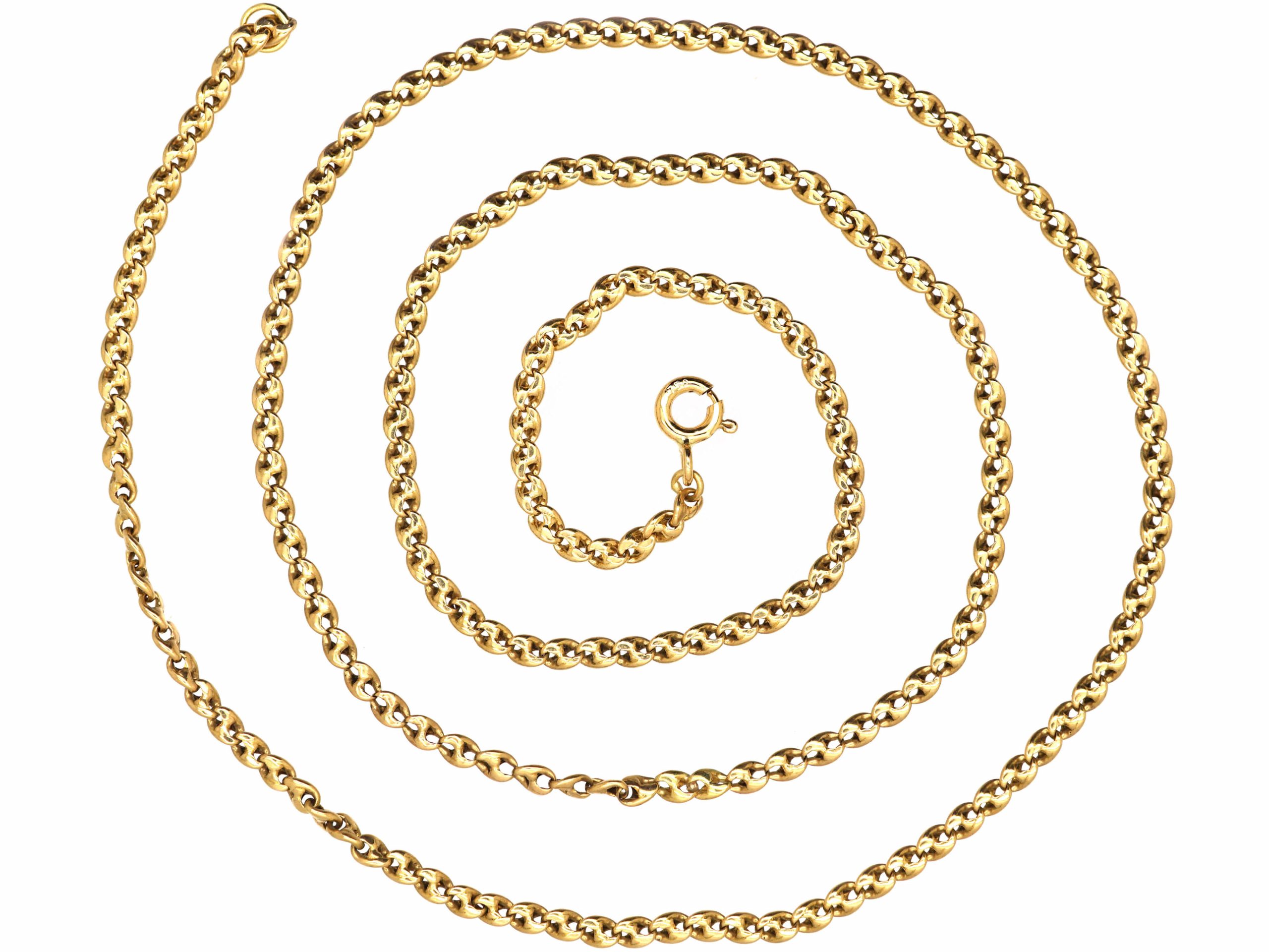 Edwardian 15ct Gold Medium Length Gold Chain with Unusual Links (12S ...