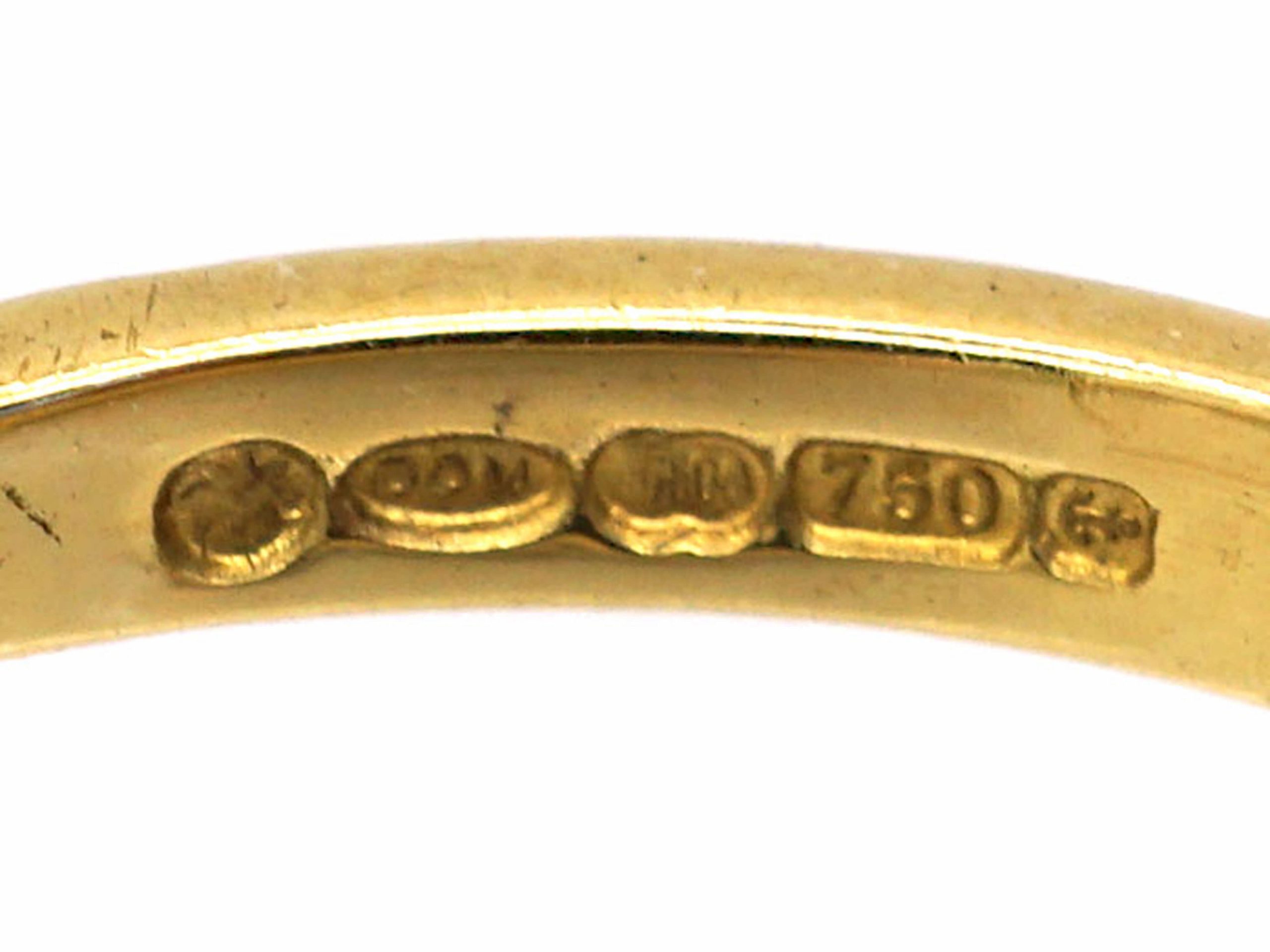 Edwardian 18ct Gold, Rub Over Set Green Garnet & Diamond Five Stone ...