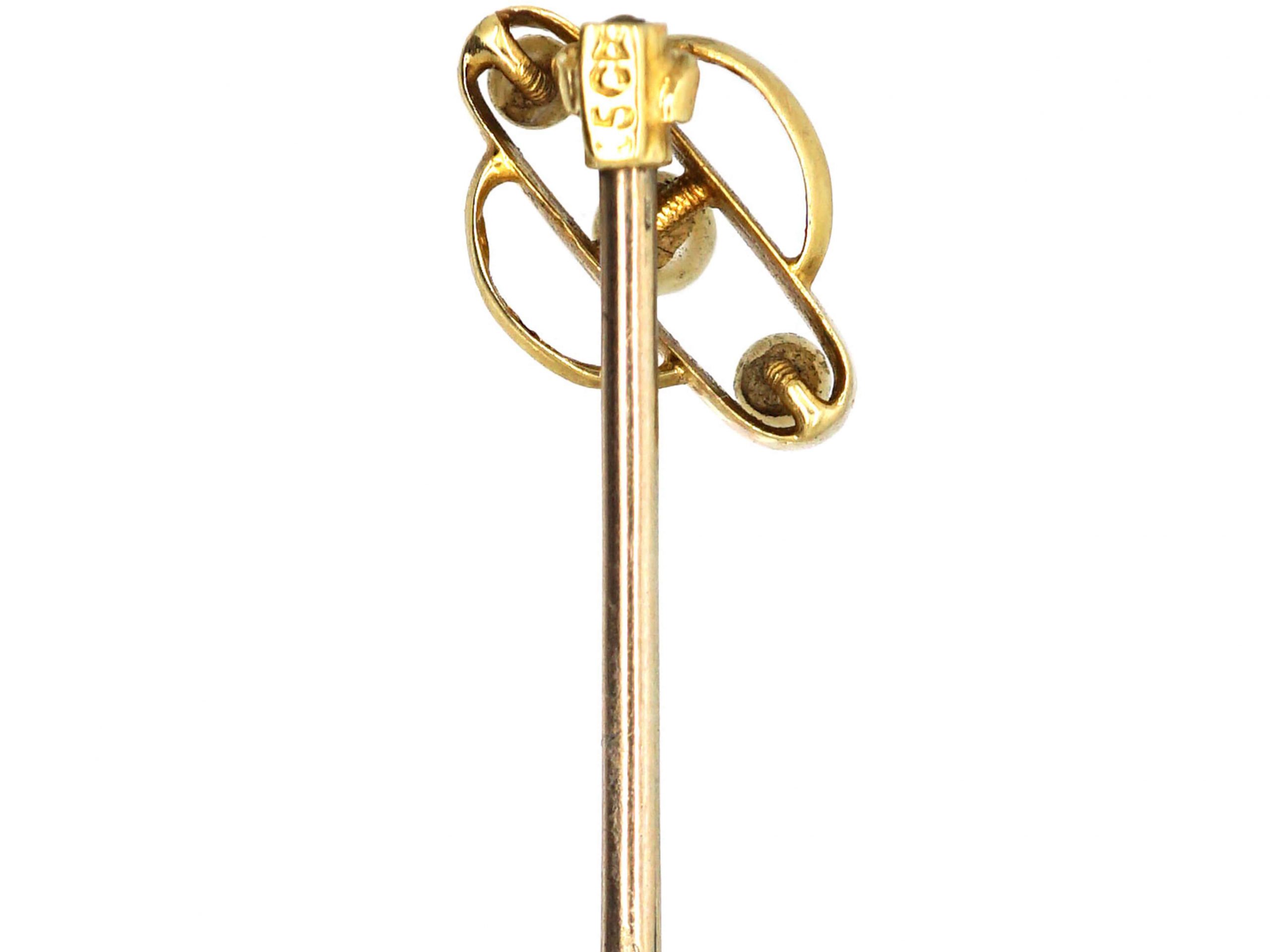 Edwardian 15ct Gold Tie Pin set with Three Natural Pearls (289S) | The ...