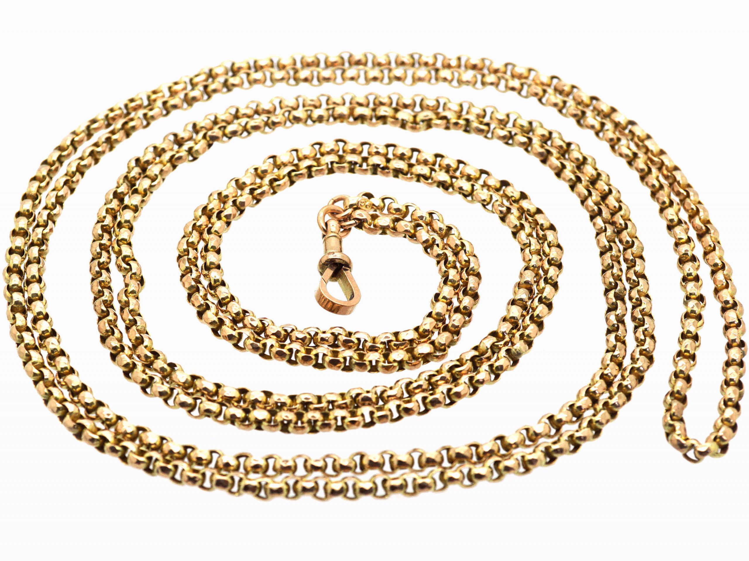 Victorian 9ct Gold Long Guard Chain with Dog Clip (973R) | The Antique ...