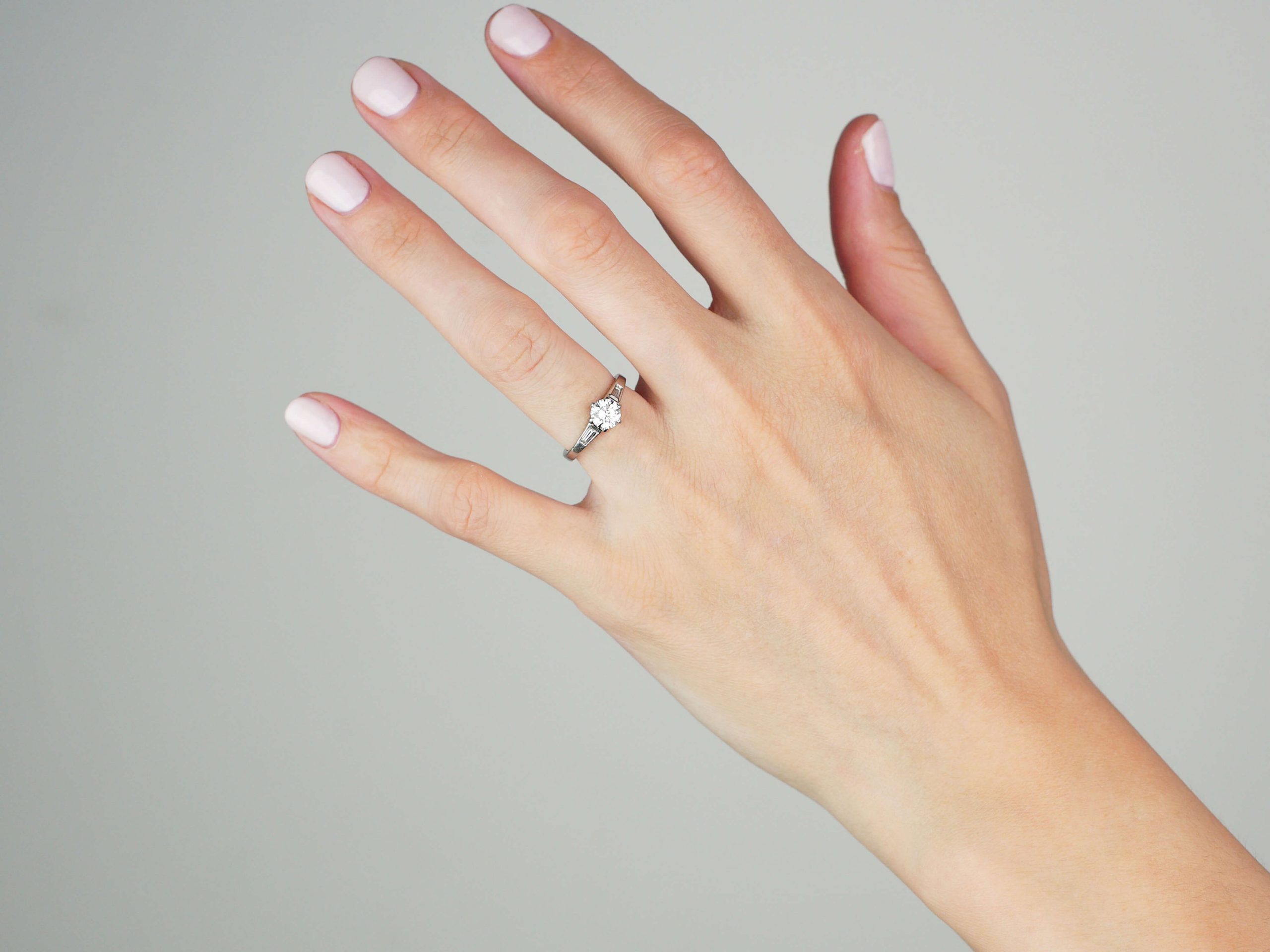Diamond Solitaire Ring with Tapered Baguette Shoulders (396S) | The ...