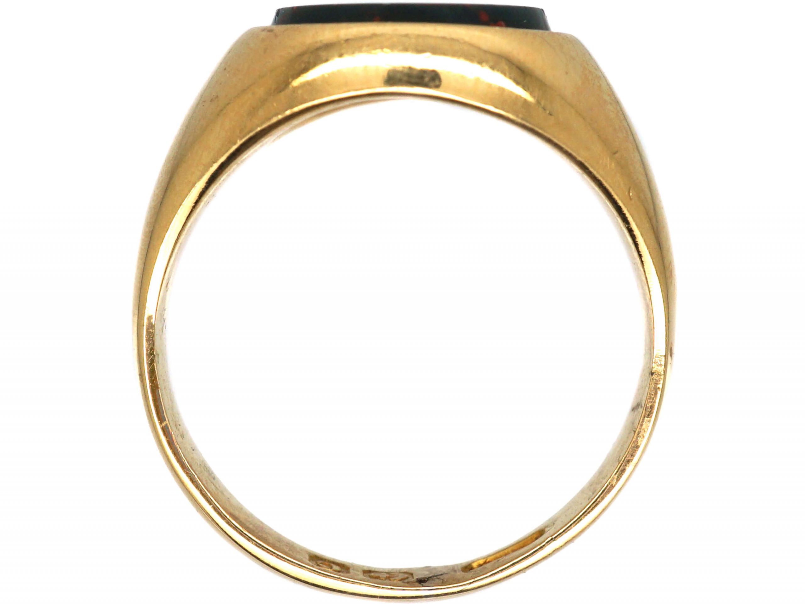 Edwardian 18ct Gold Signet Ring set with a Plain Bloodstone (222S ...