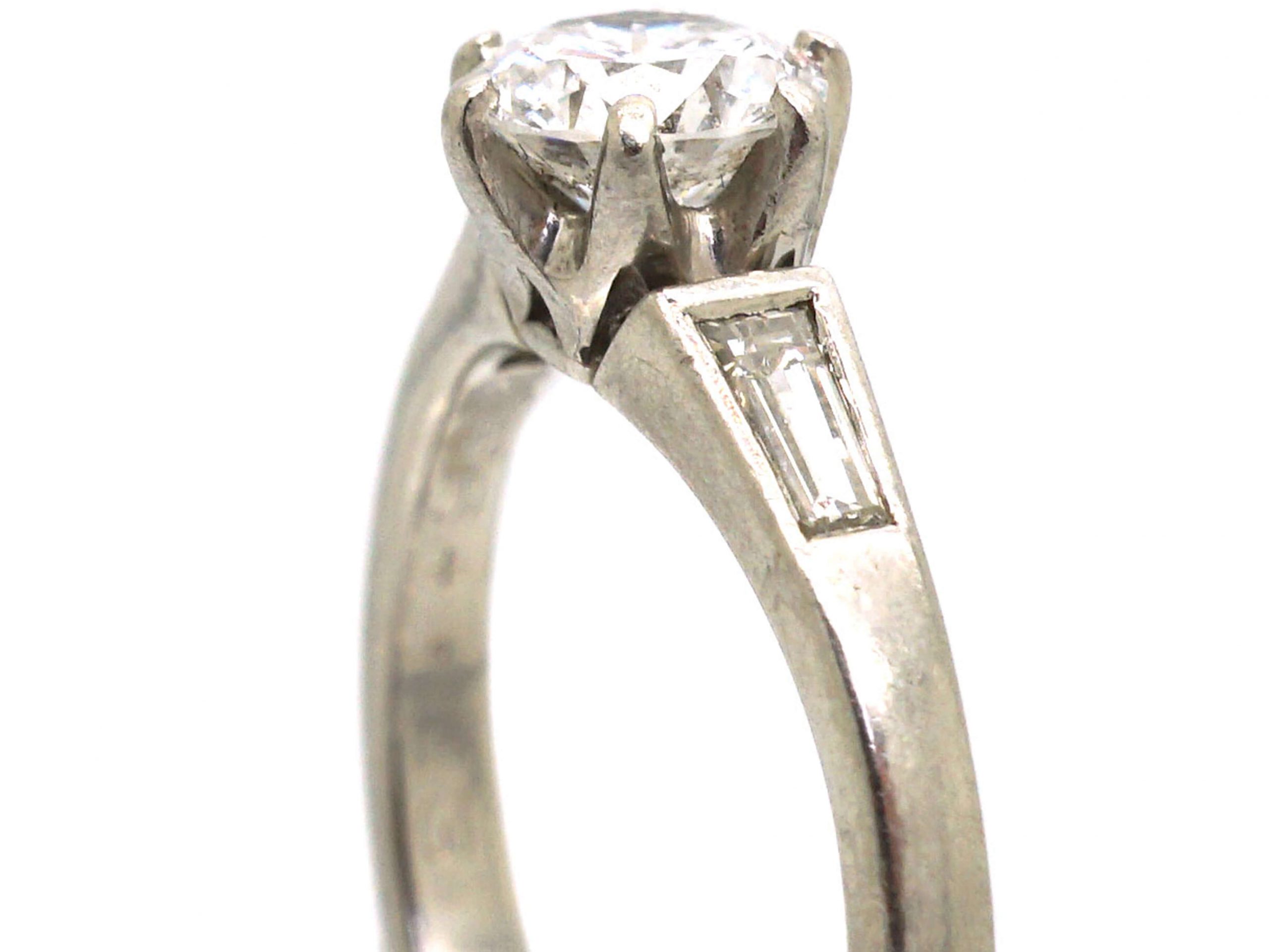 Diamond Solitaire Ring with Tapered Baguette Shoulders (396S) | The ...