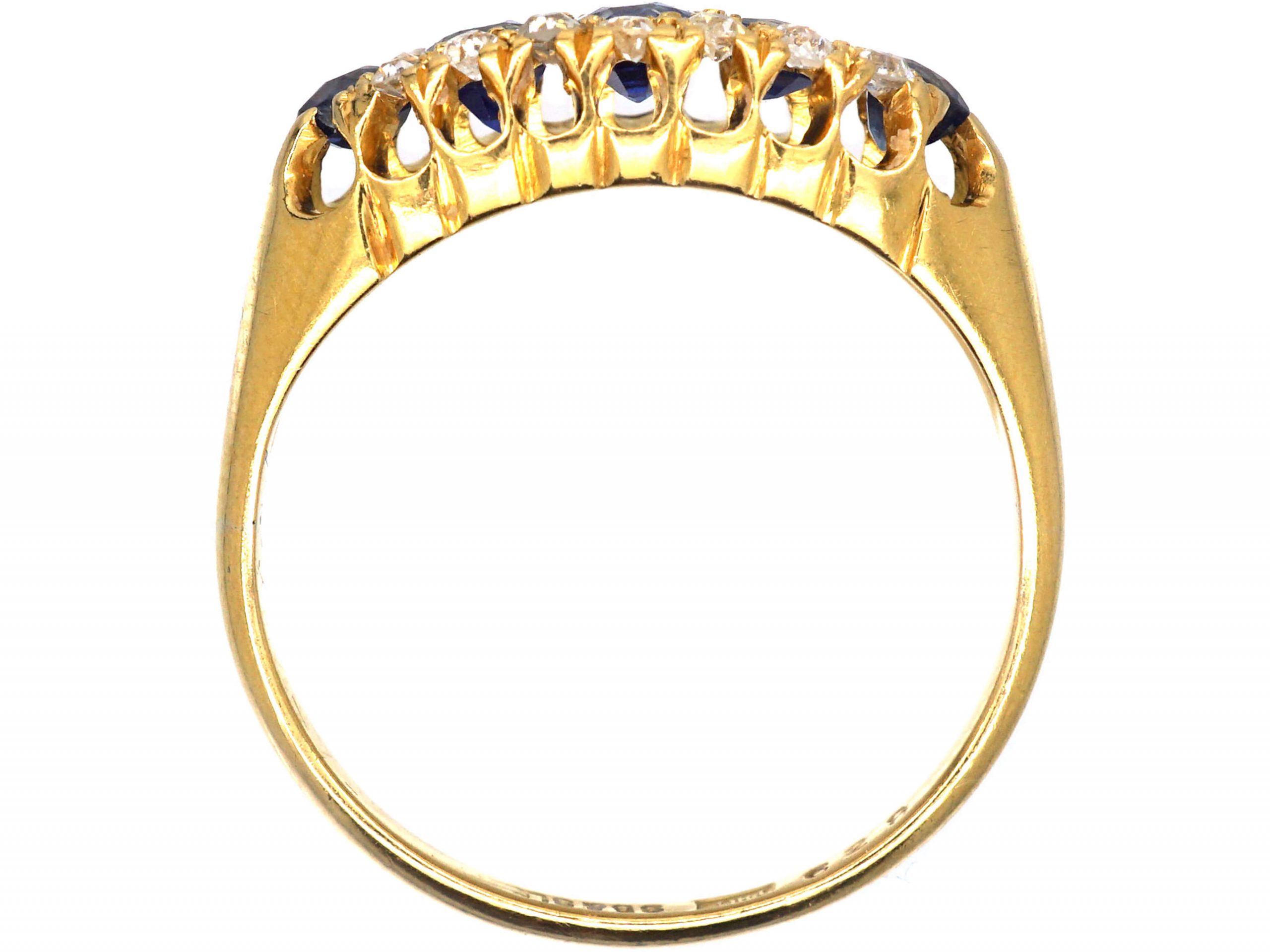 Edwardian 18ct Gold Sapphire & Diamond Boat Shaped Ring (319S) | The ...