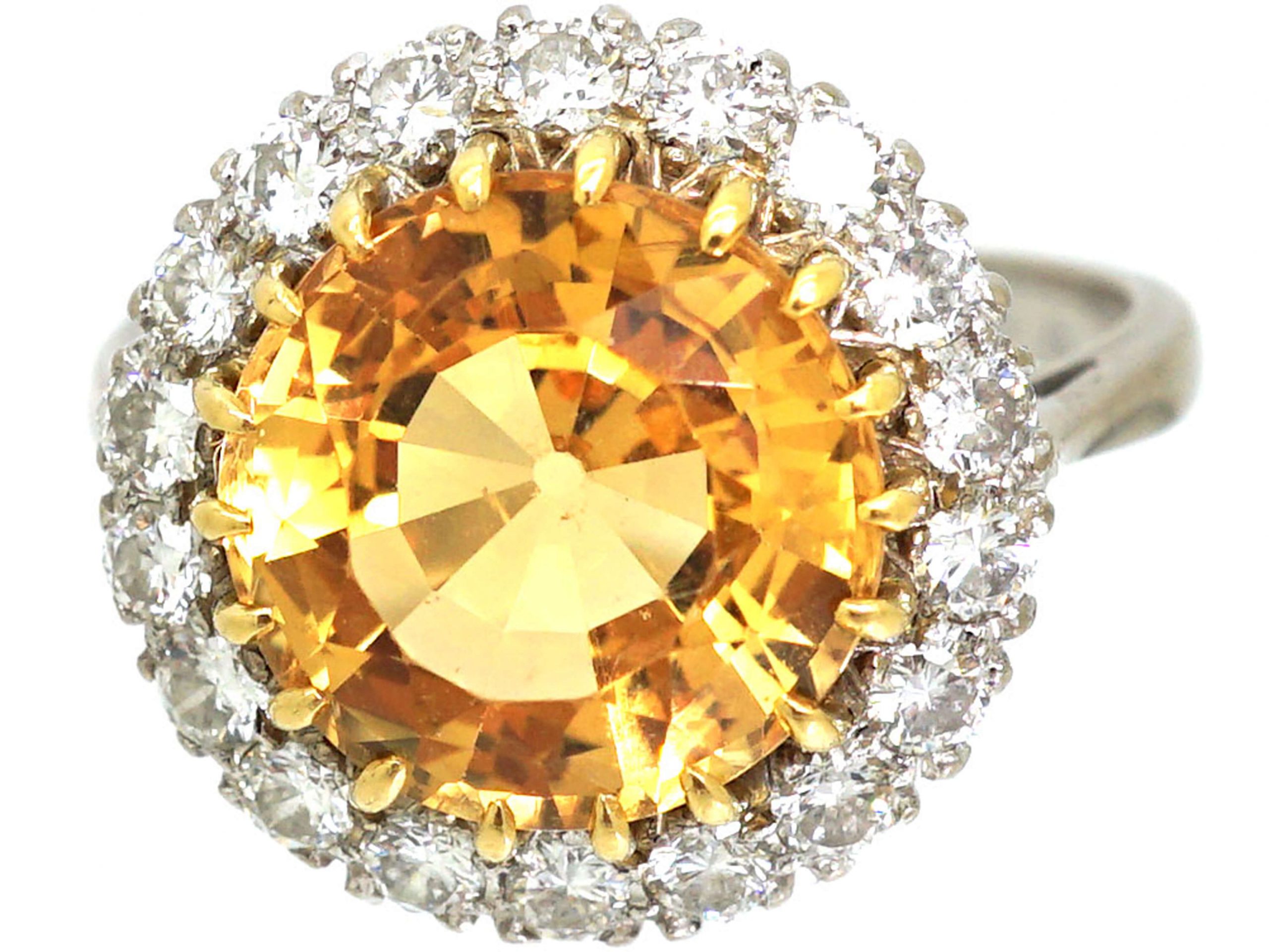 18ct White Gold, Large Topaz and Diamond Cluster Ring (209S) | The ...