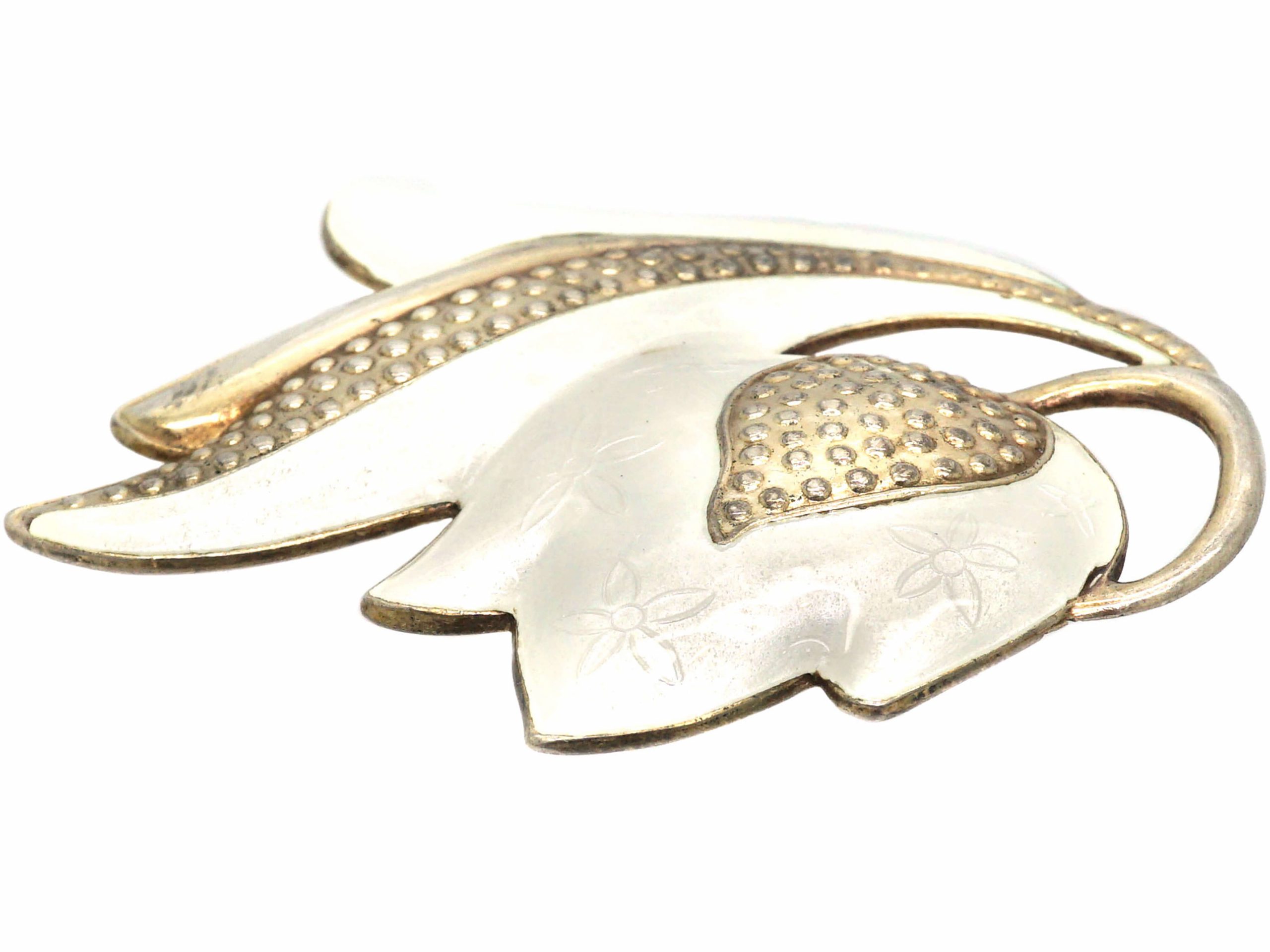 Silver & White Enamel Tulip Brooch by J Tostrup (369S) | The Antique ...