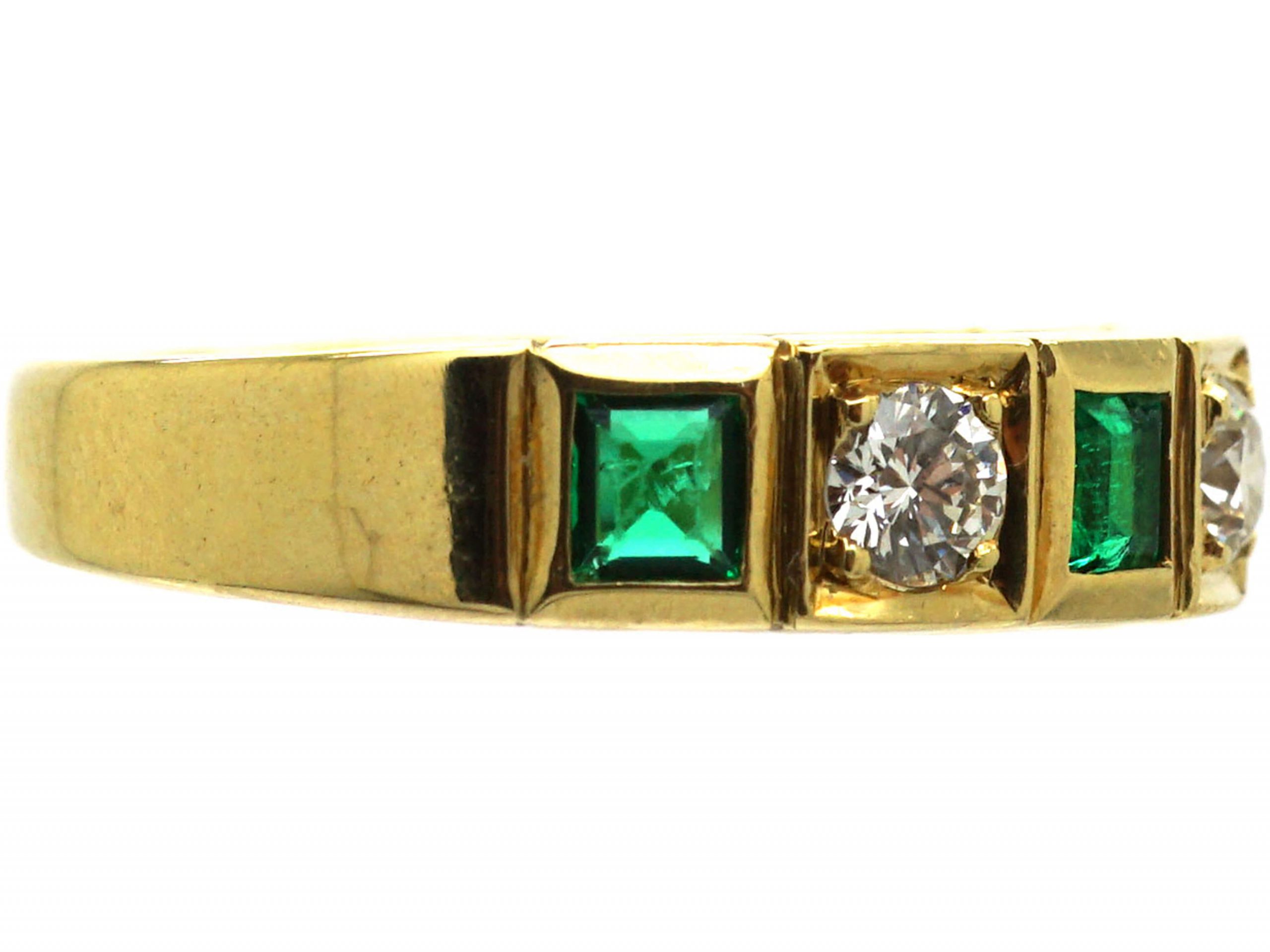 18ct Gold, Emerald & Diamond Seven Stone Ring (22S) | The Antique ...