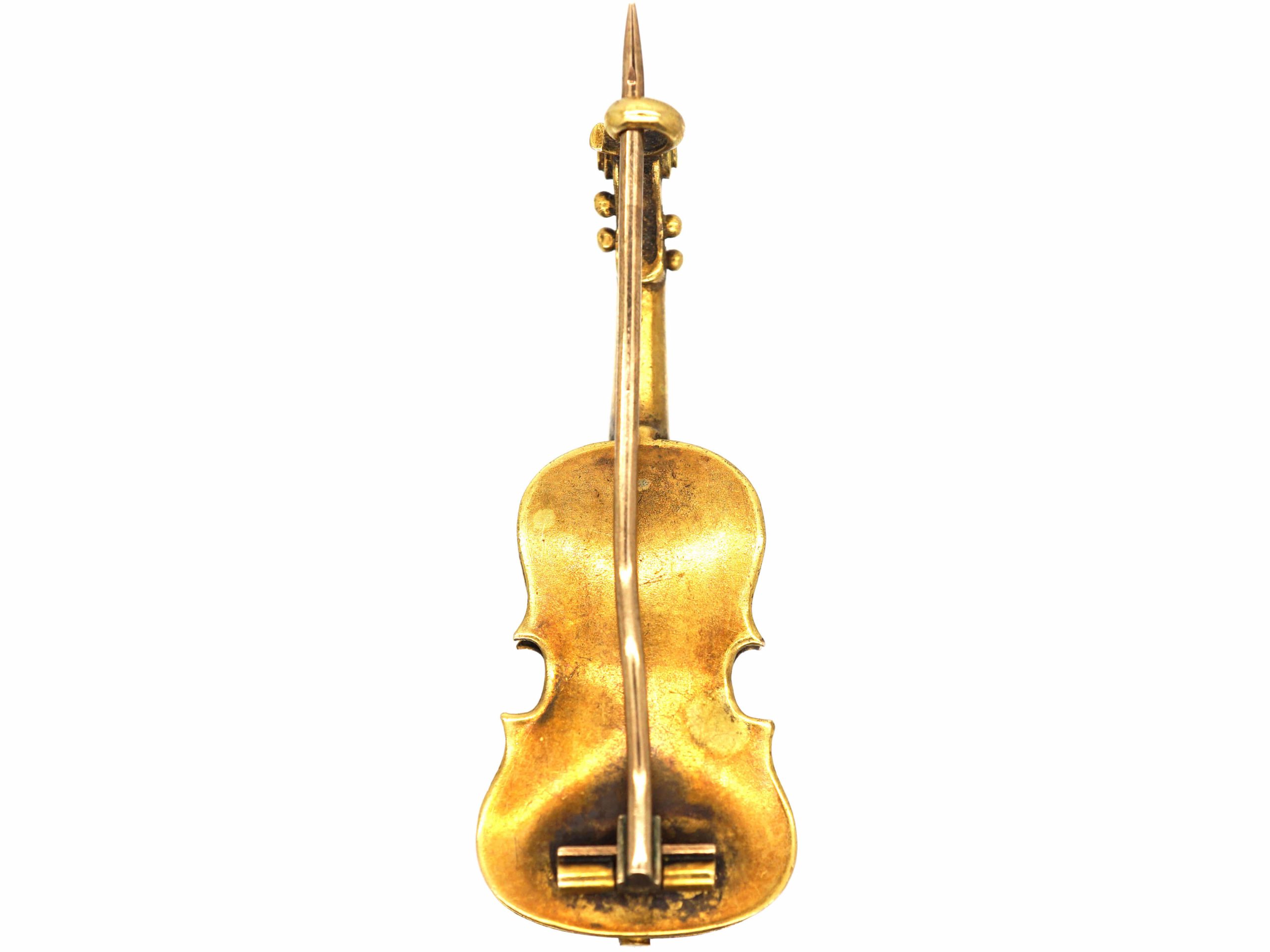 Victorian 15ct Gold Violin Brooch (246S) | The Antique Jewellery Company