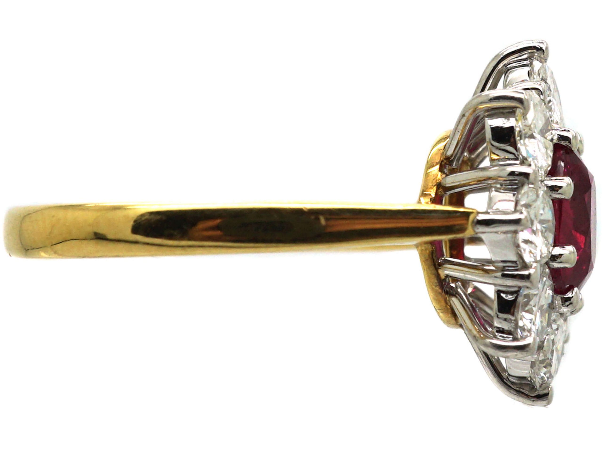 18ct Gold, Ruby & Diamond Cluster Ring (318S) | The Antique Jewellery Company