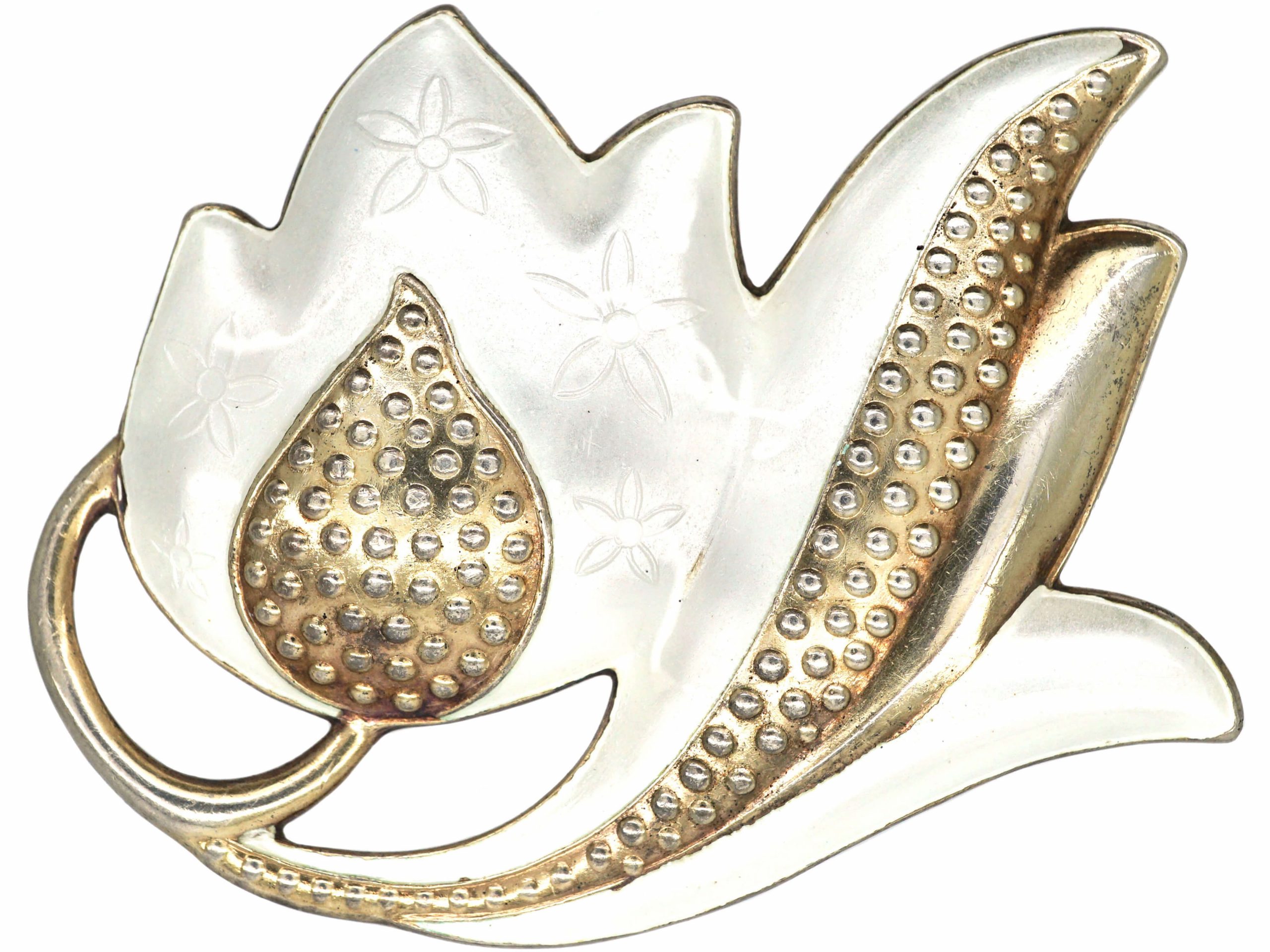 Silver & White Enamel Tulip Brooch by J Tostrup (369S) | The Antique ...