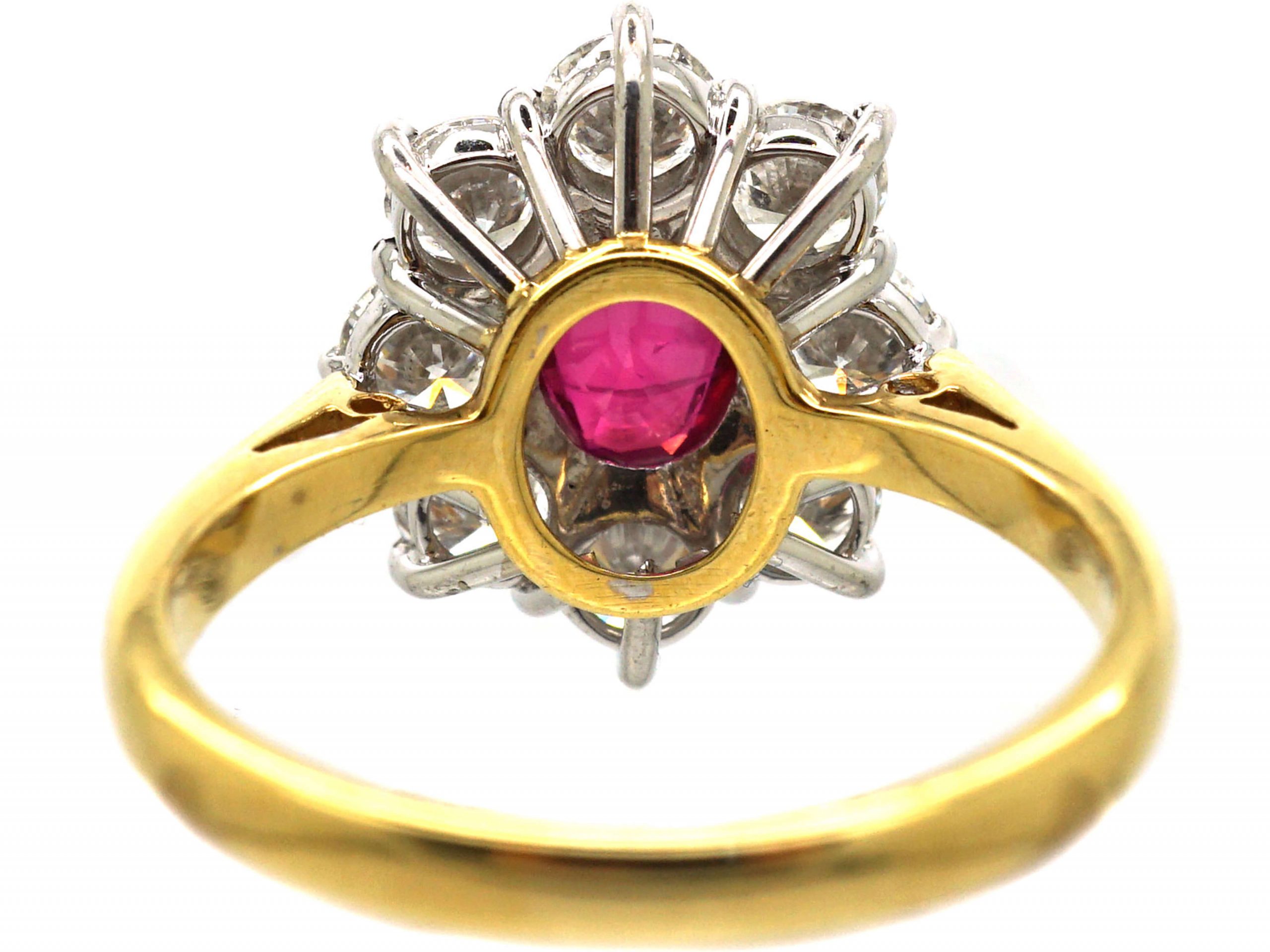 18ct Gold, Ruby & Diamond Cluster Ring (318S) | The Antique Jewellery Company