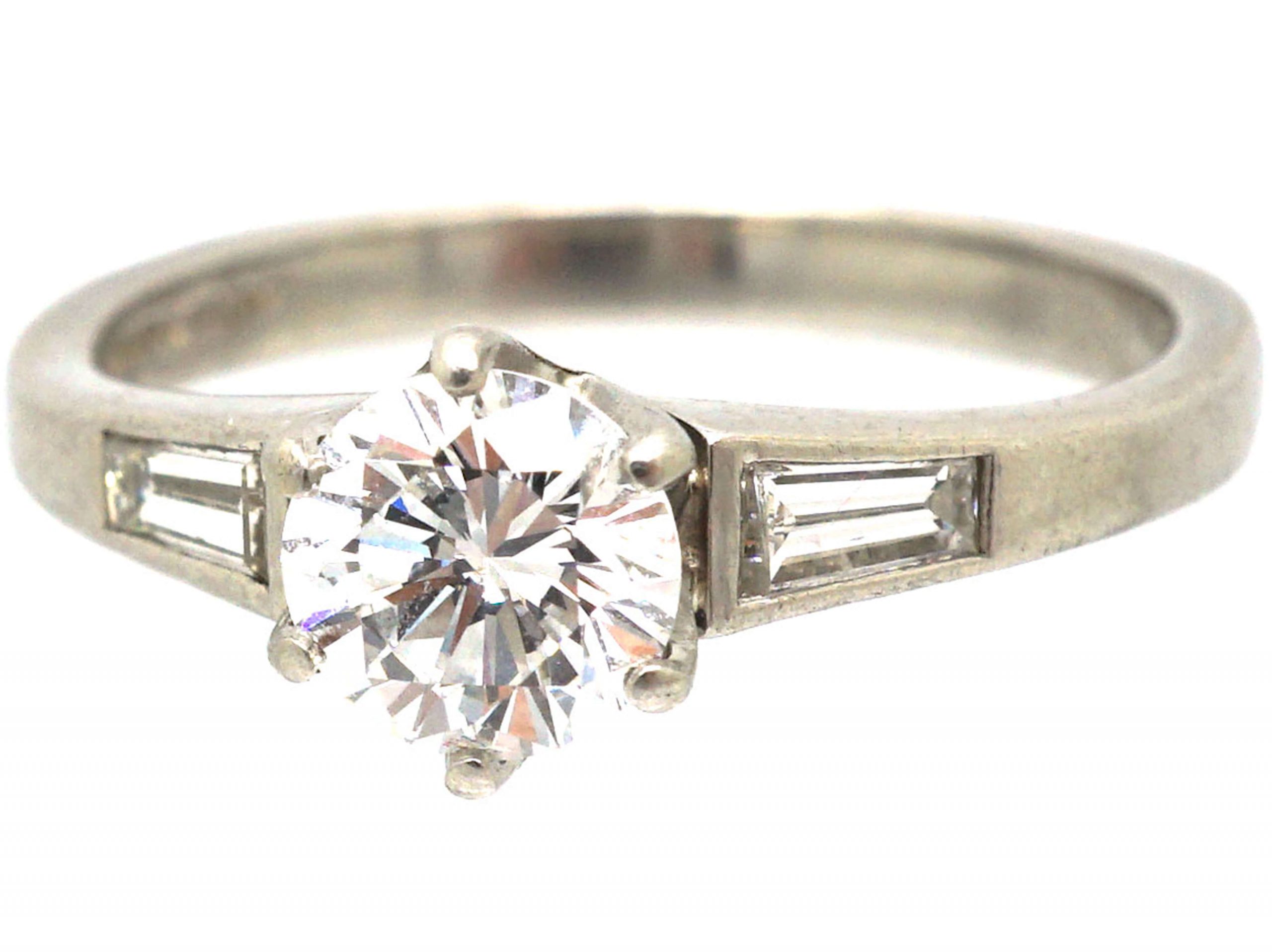 Diamond Solitaire Ring with Tapered Baguette Shoulders (396S) | The ...