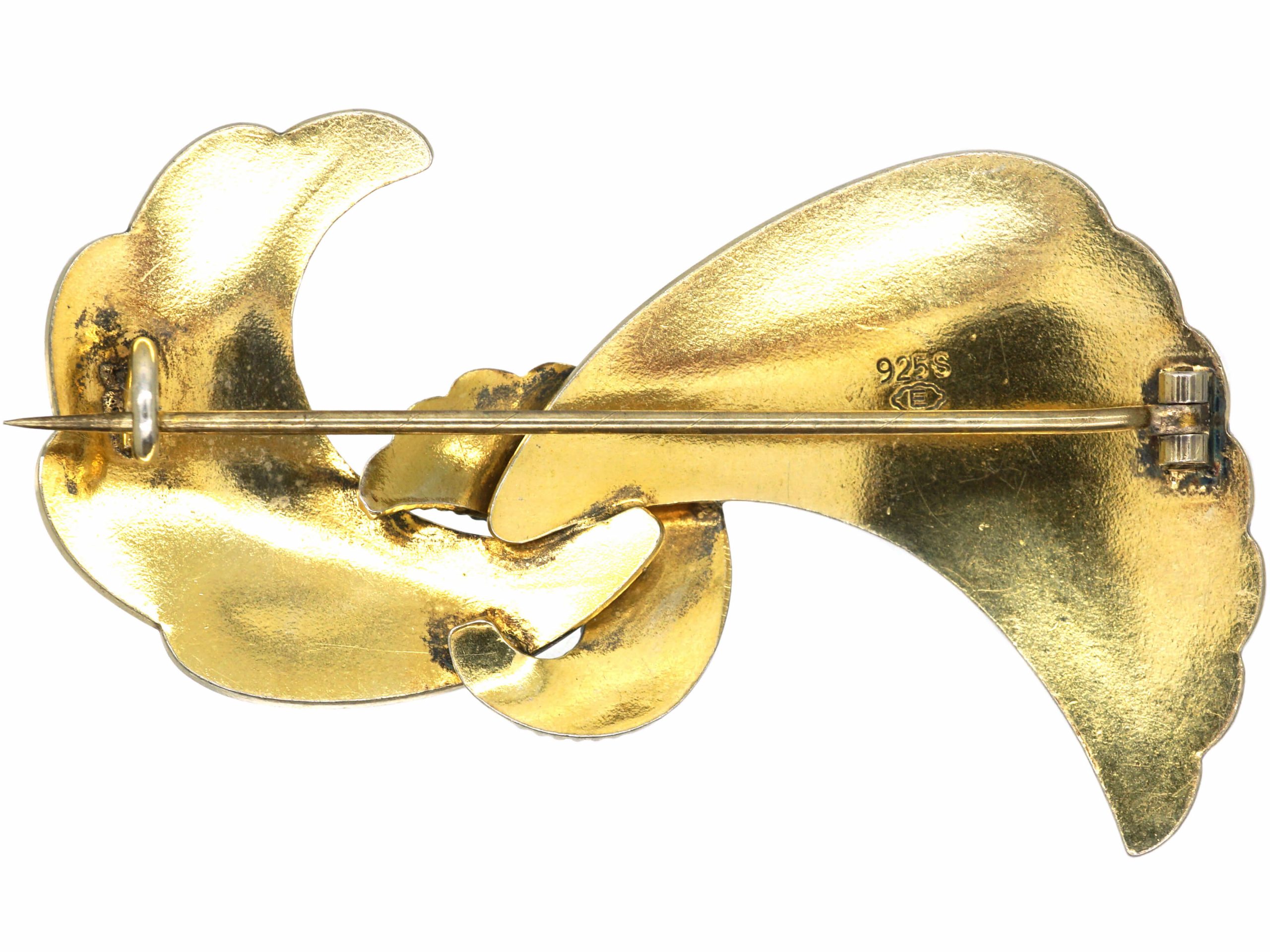 Norwegian Silver & White Enamel Bow Brooch by Elvic & Co (338S) | The ...