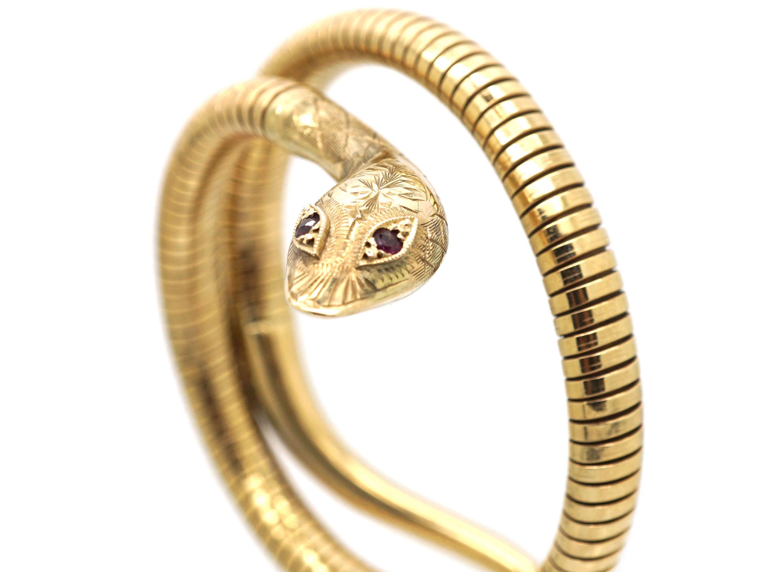 9ct Gold Snake Bangle with Ruby Eyes by Cropp & Farr (749R) | The ...