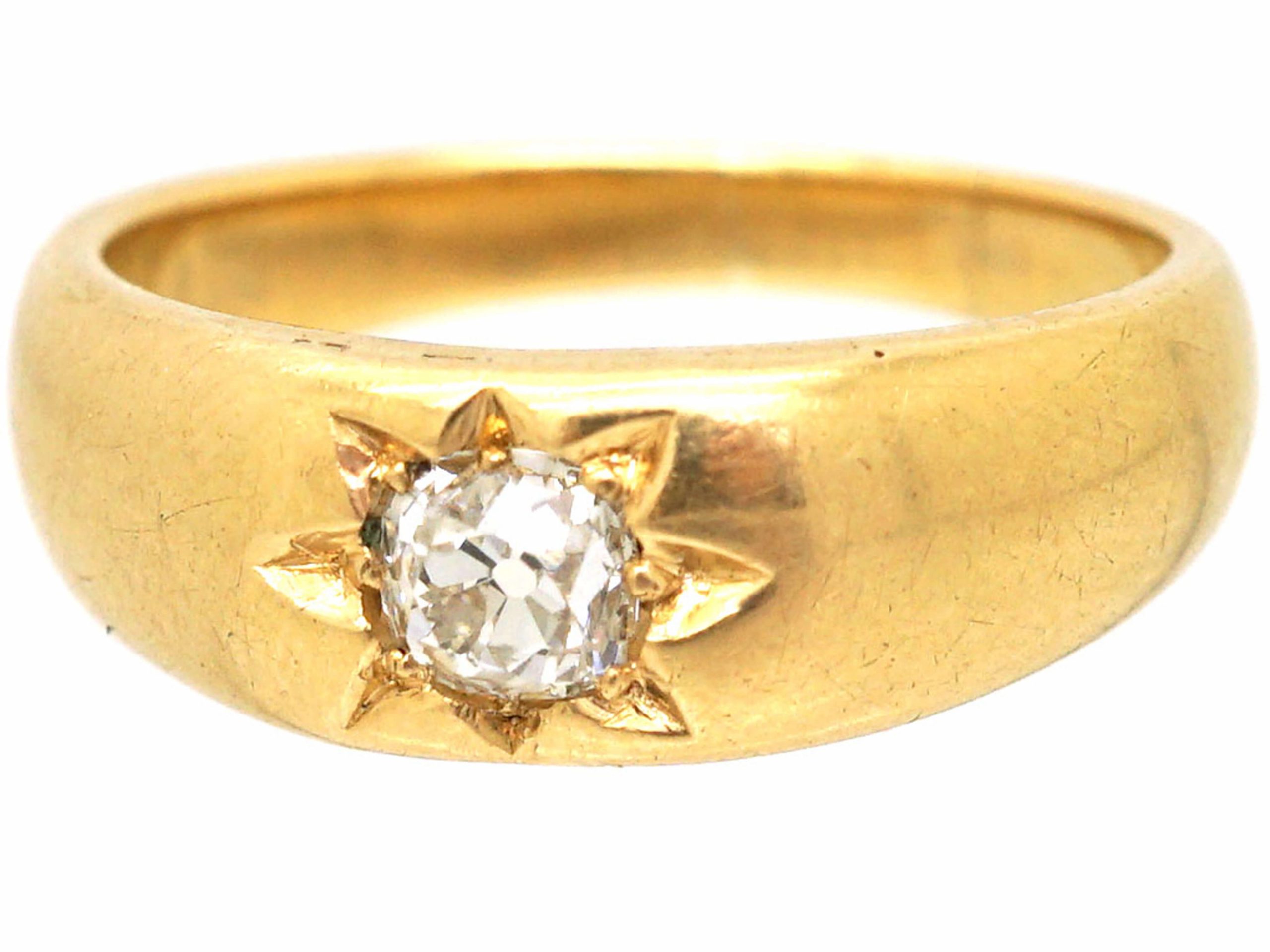 Edwardian 18ct Gold & Diamond Gypsy Ring (197S) | The Antique Jewellery ...