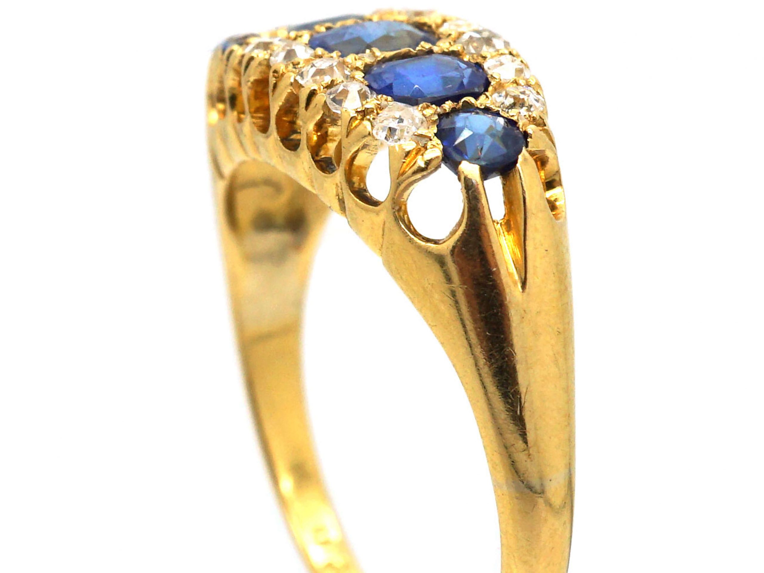 Edwardian 18ct Gold Sapphire & Diamond Boat Shaped Ring (319S) | The ...