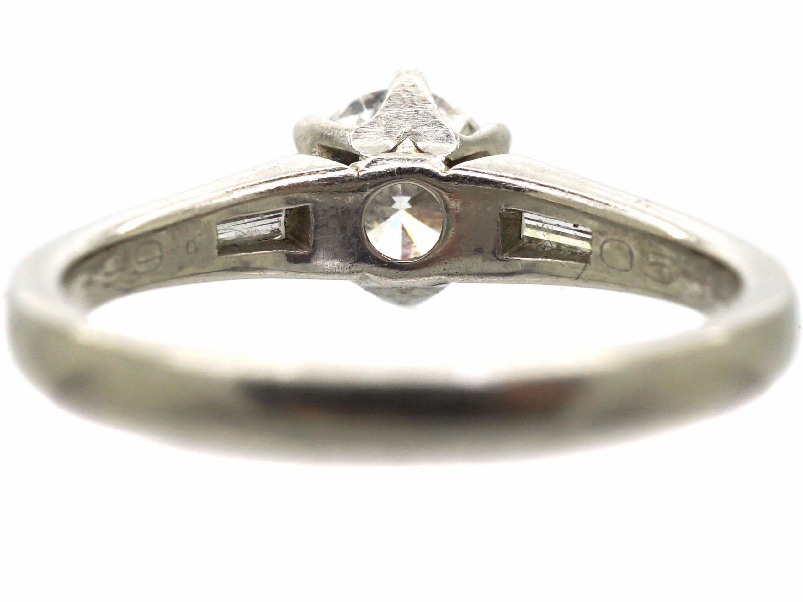 Diamond Solitaire Ring with Tapered Baguette Shoulders (396S) | The ...