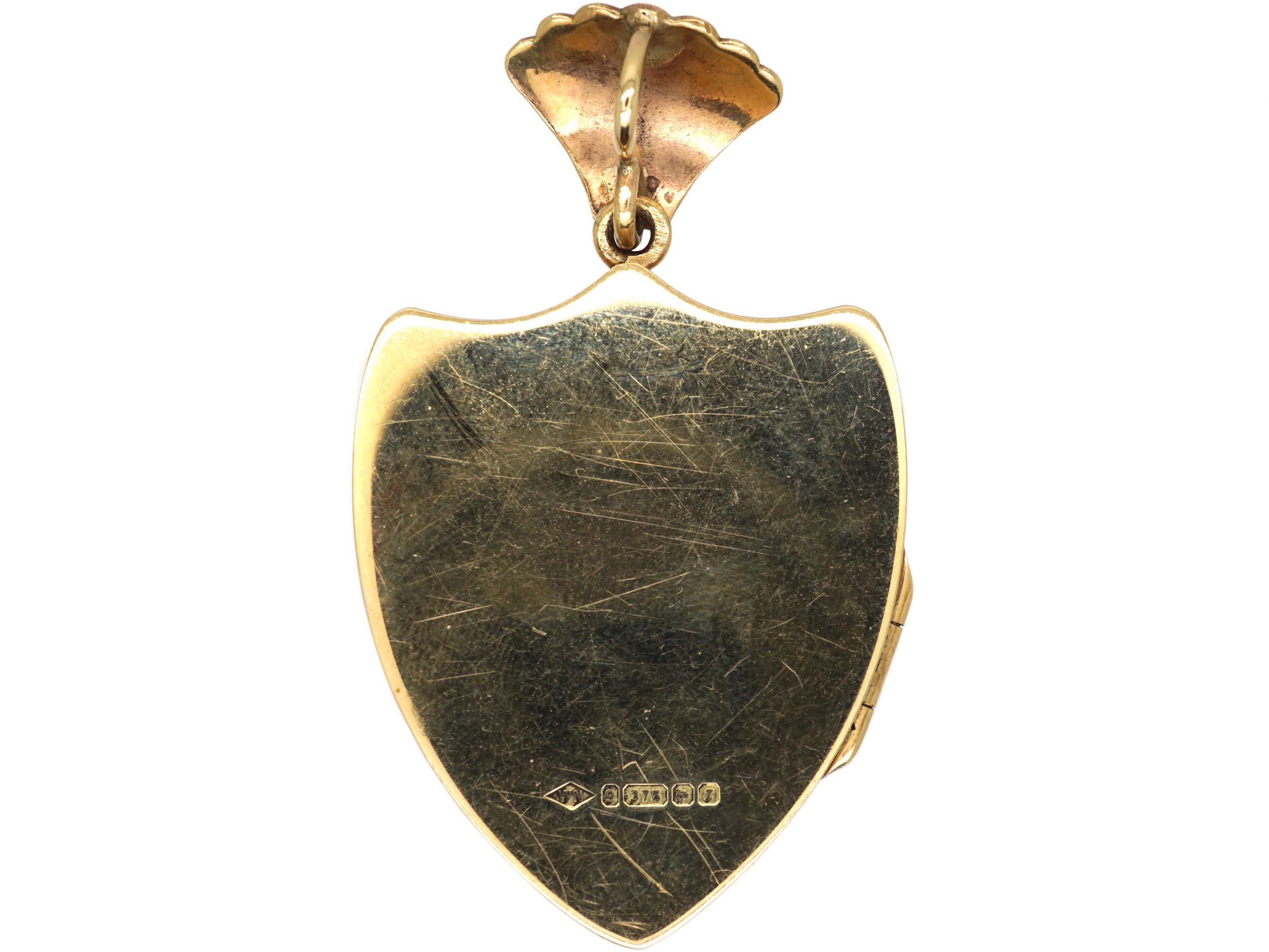 Edwardian 9ct Gold Shield Shaped Locket (315S) | The Antique Jewellery ...