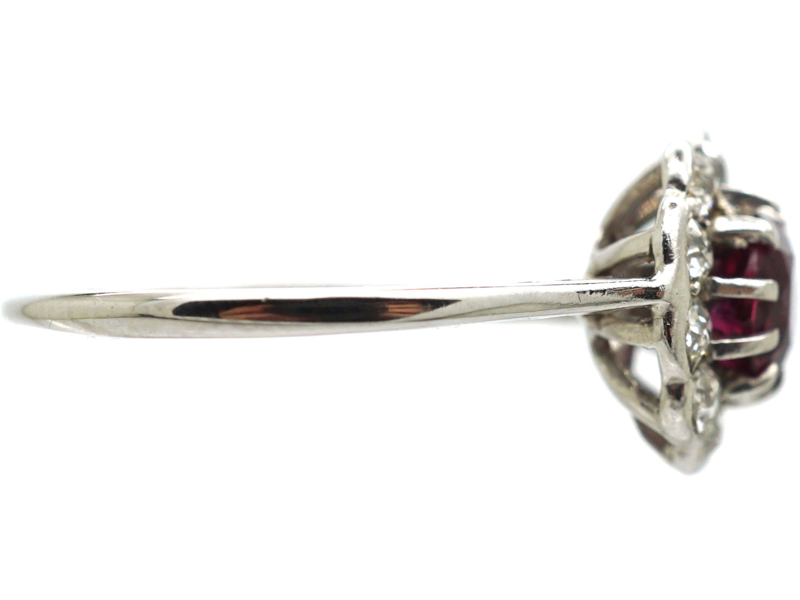 Edwardian Platinum, Ruby & Diamond Cluster Ring (220S) | The Antique ...