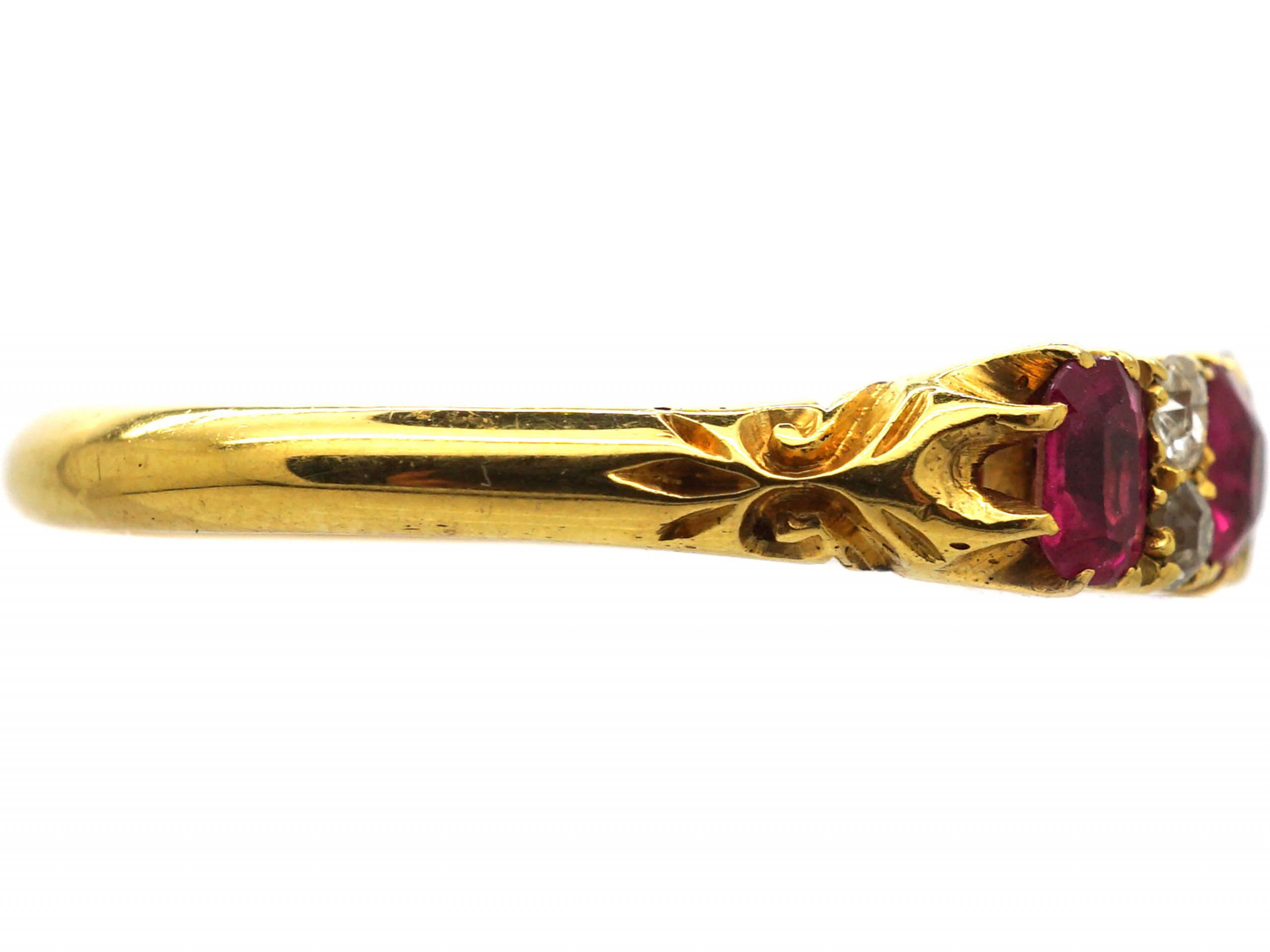 Edwardian 18ct Gold, Four Stone Ruby & Diamond Ring (450S) | The ...