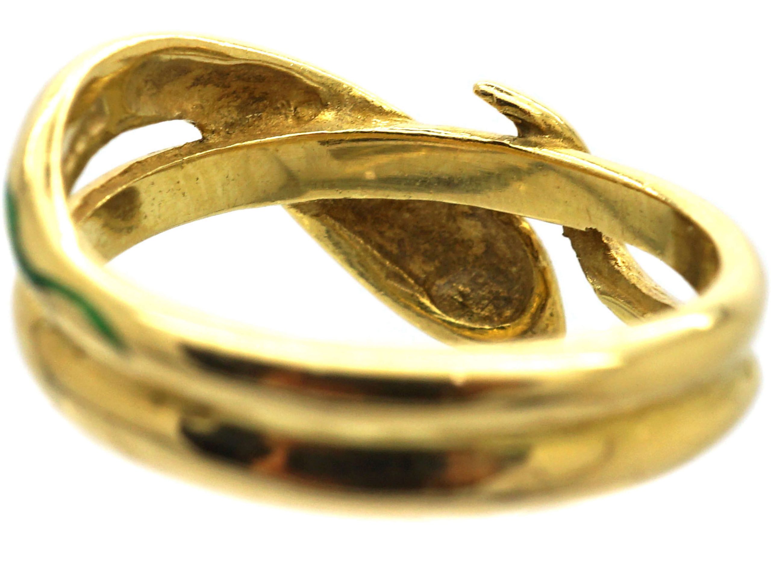 1970s 18ct Gold & Green Enamel Snake Ring (440S) | The Antique ...