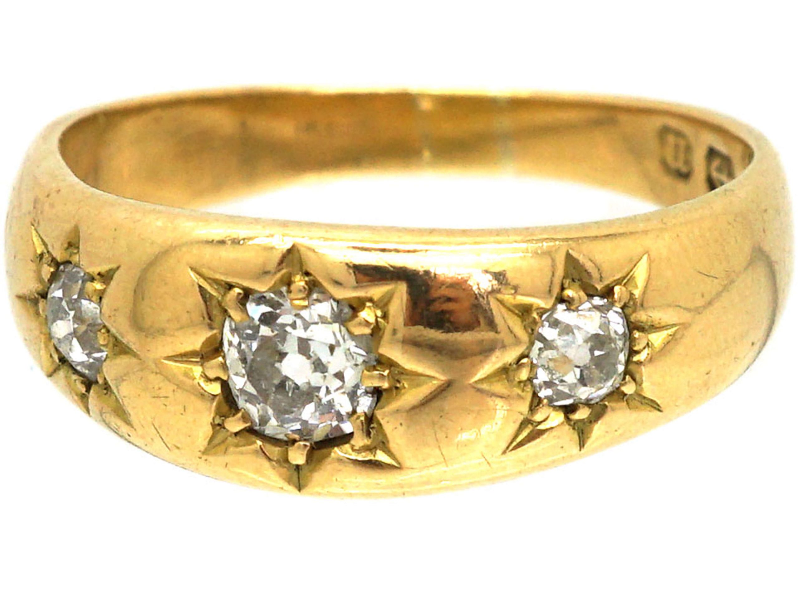 Victorian 18ct Gold, Three Stone Diamond Gypsy Ring (446S) | The ...