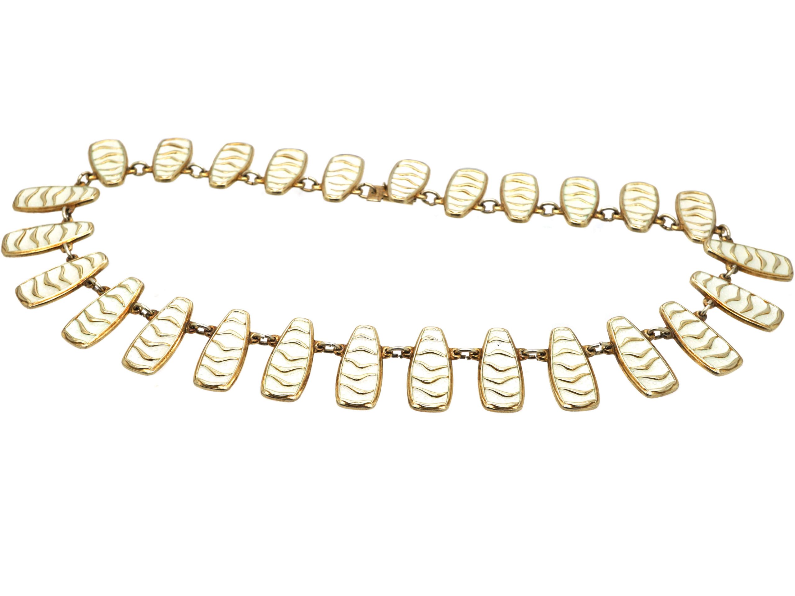 Silver & White Enamel Necklace by David Andersen (353S) | The Antique ...