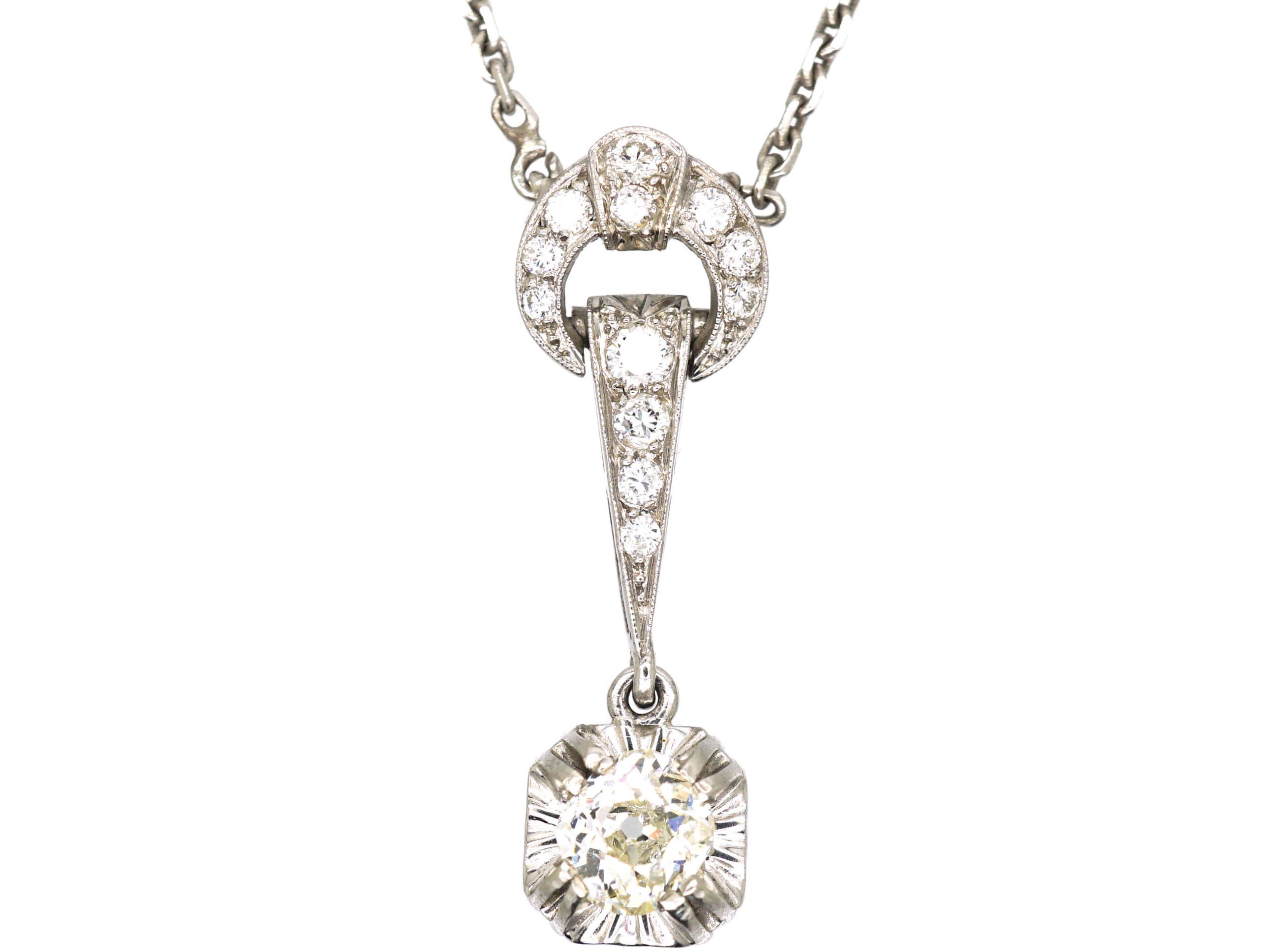 Art Deco Platinum & Diamond Pendant on Platinum Chain (390S) | The ...