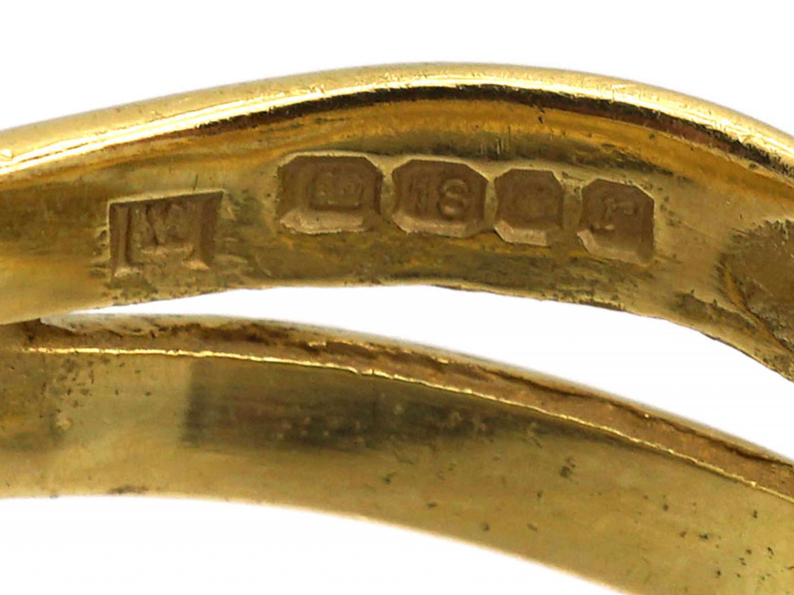 1970s 18ct Gold & Green Enamel Snake Ring (440S) | The Antique ...