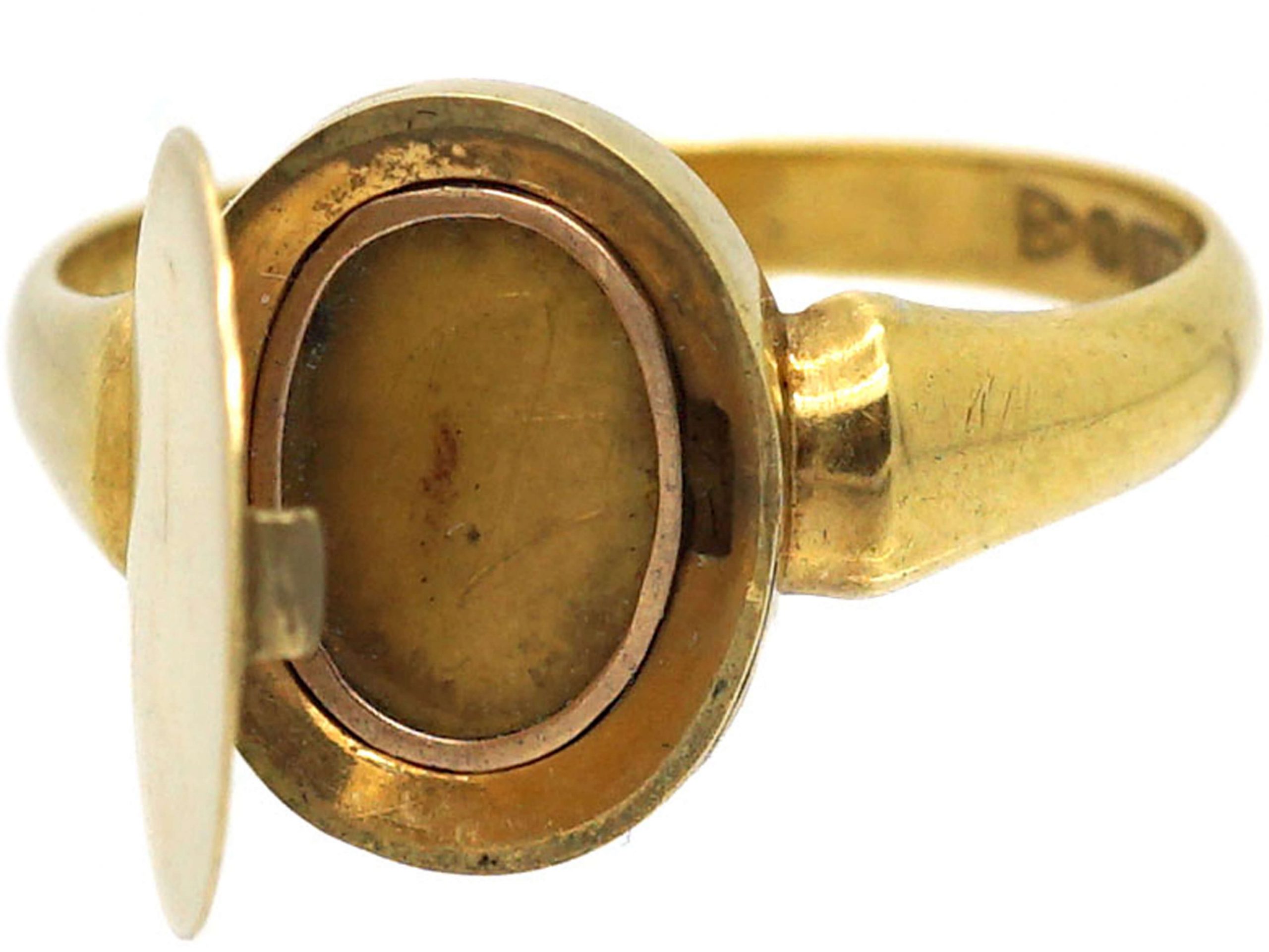 Edwardian 9ct Gold Signet Ring with Hinged Hidden Locket (379S) | The ...