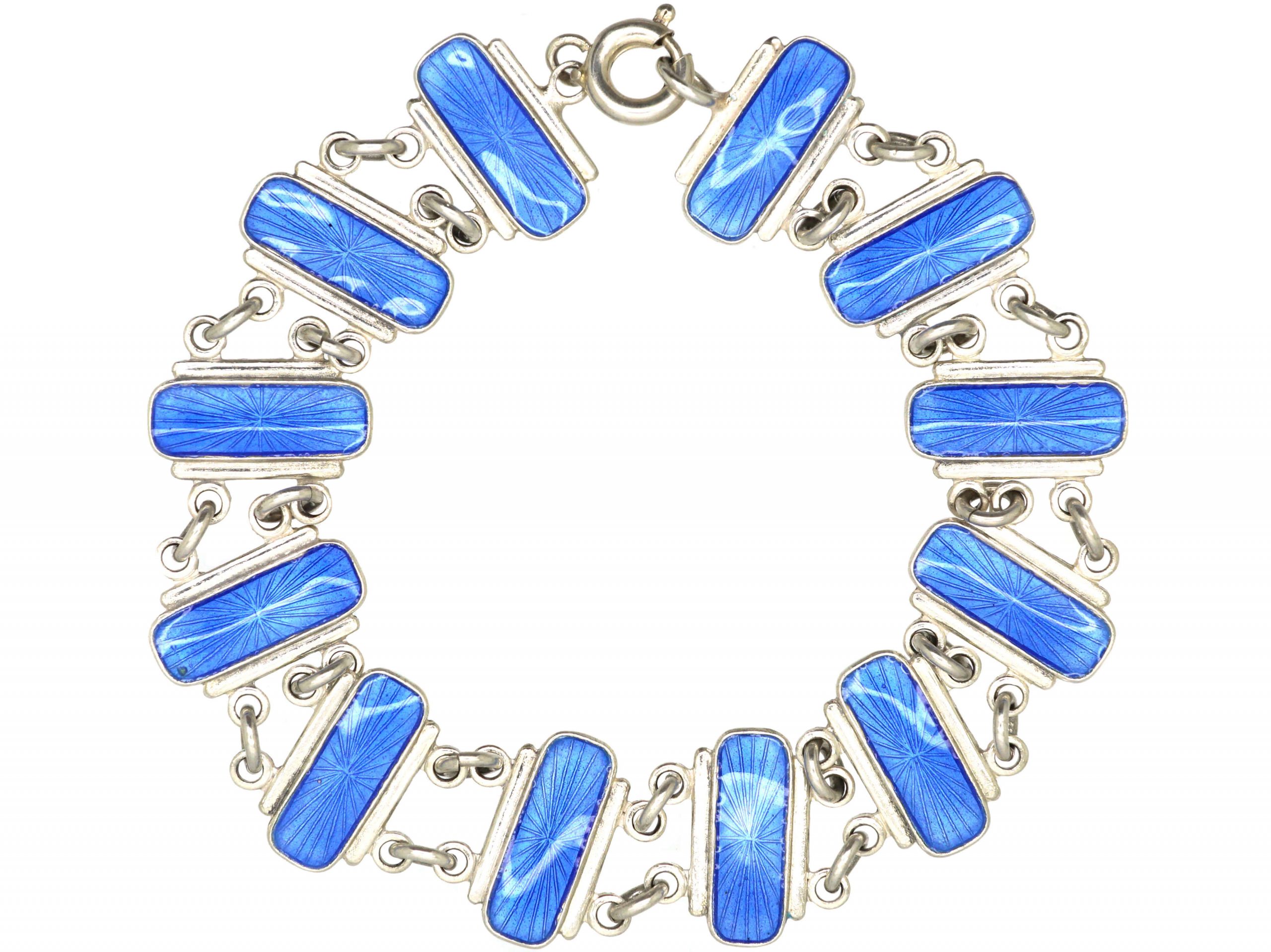 Mid 20th Century Silver & Blue Enamel Bracelet by Volmer Bahner (374S ...