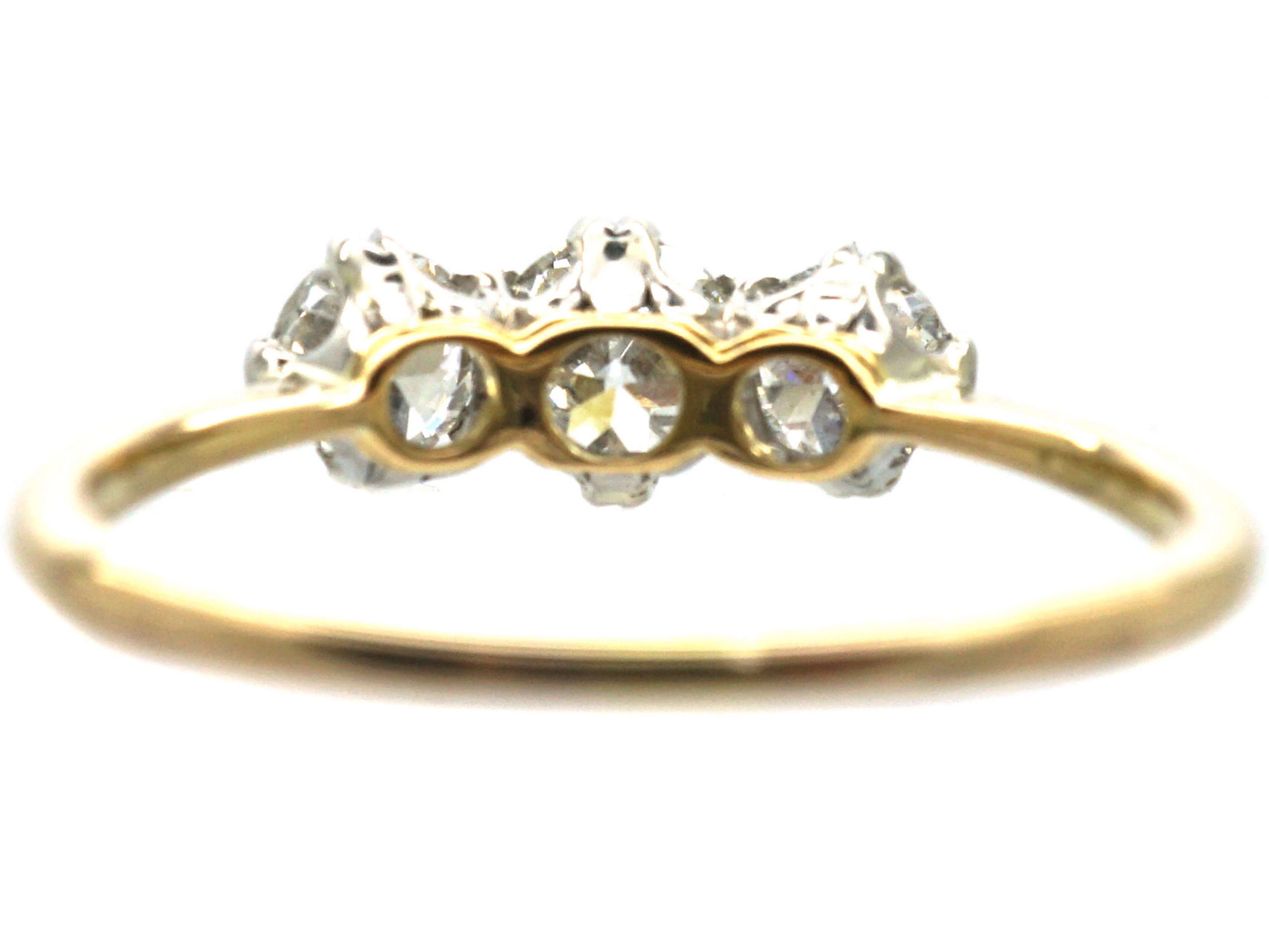 18ct Gold & Platinum, Three Stone Diamond Ring (489S) | The Antique Jewellery Company