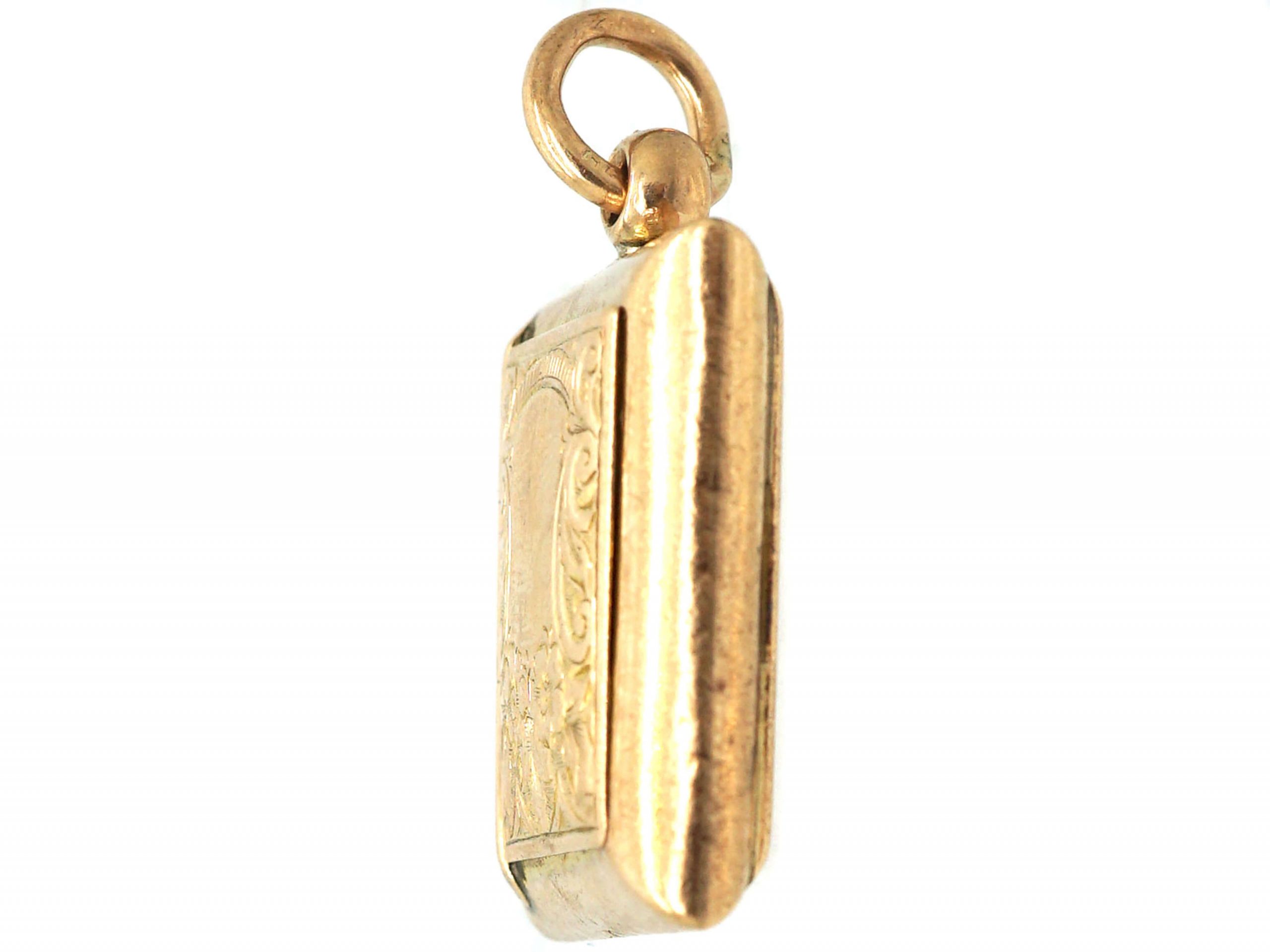 Victorian 9ct Gold Rectangular Locket that Hinges Opens at the Front ...
