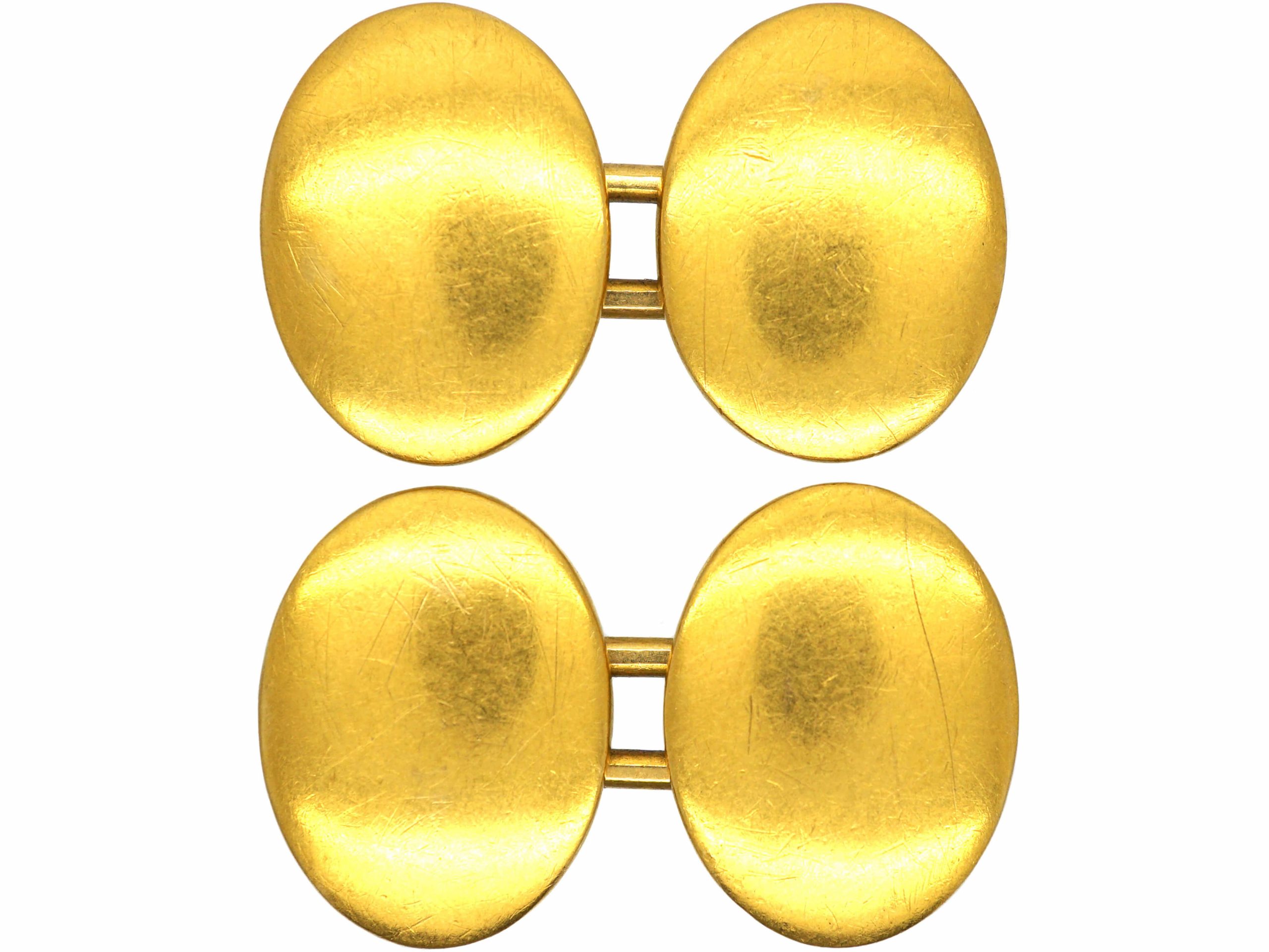 Victorian 18ct Gold Plain Oval Cufflinks (547S) | The Antique Jewellery ...