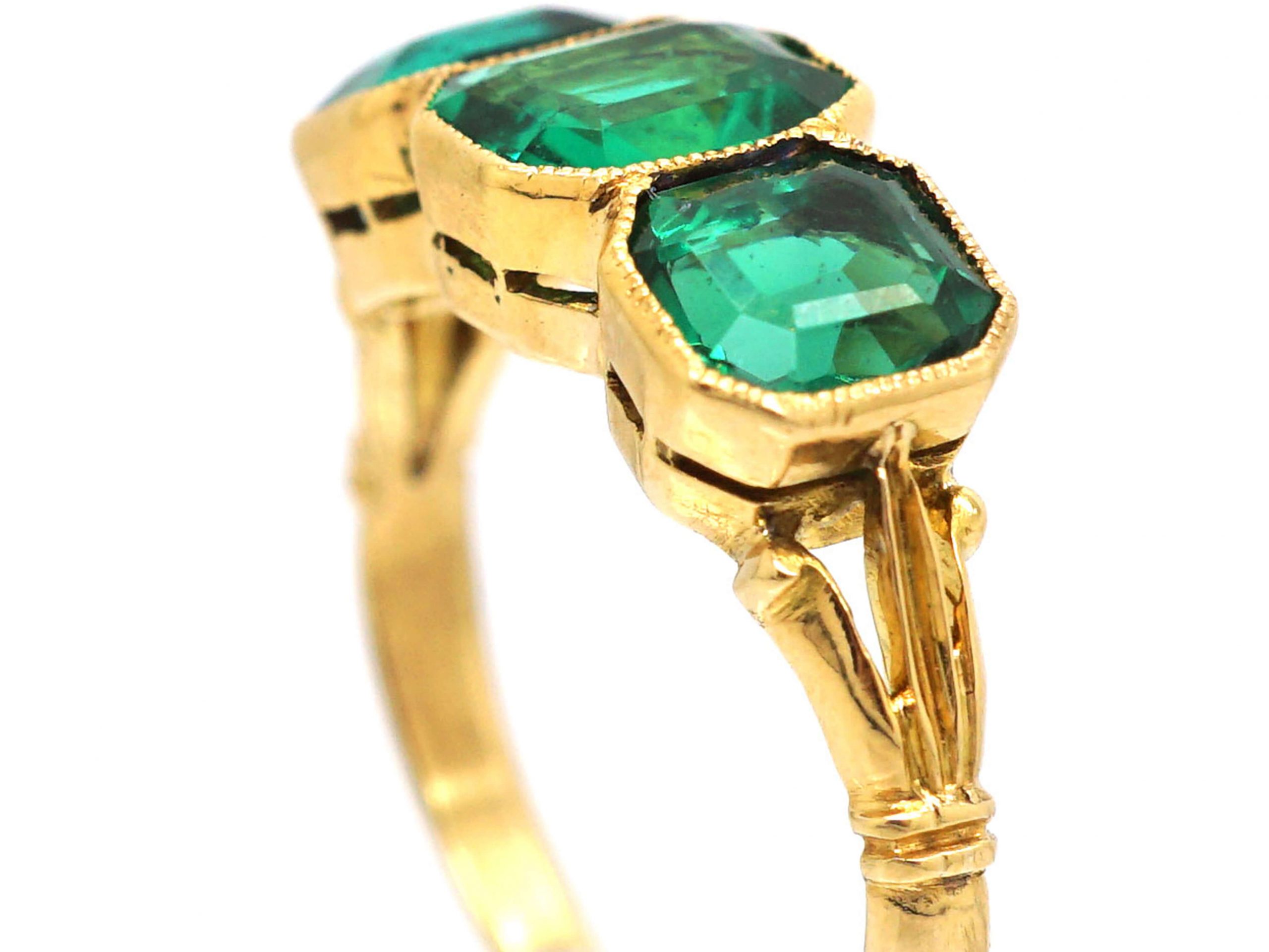 Victorian 18ct Gold, Emerald Paste Three stone Ring (577S) | The ...