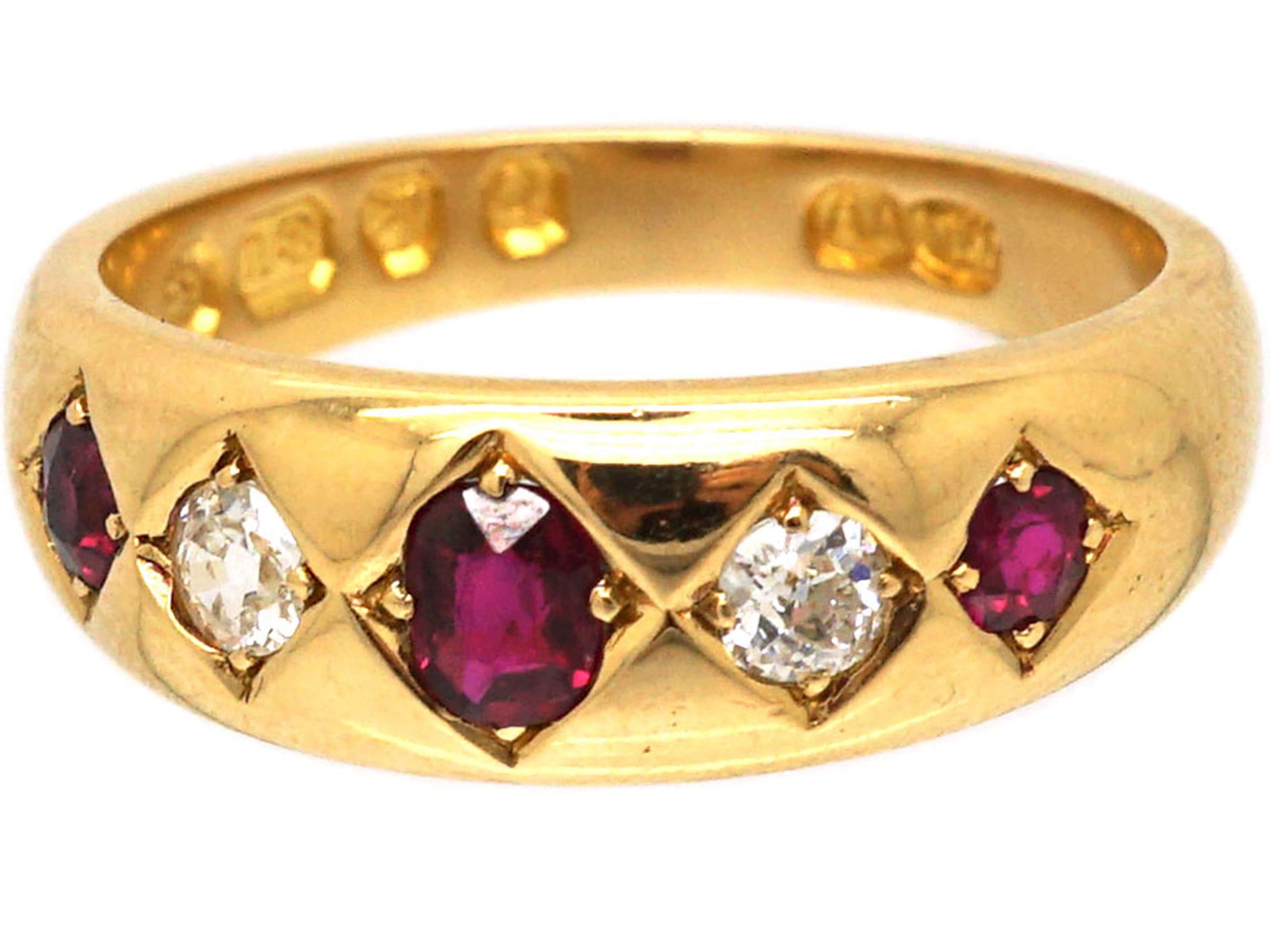 Victorian 18ct Gold, Ruby & Diamond Gypsy Ring (513S) | The Antique ...