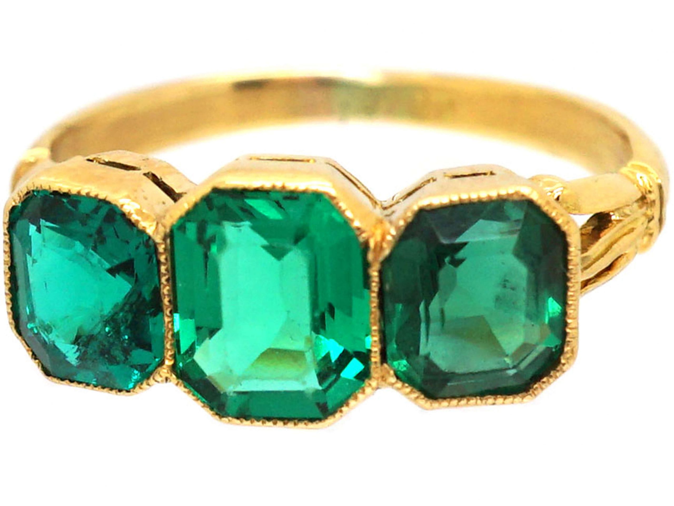 Victorian 18ct Gold, Emerald Paste Three stone Ring (577S) | The ...