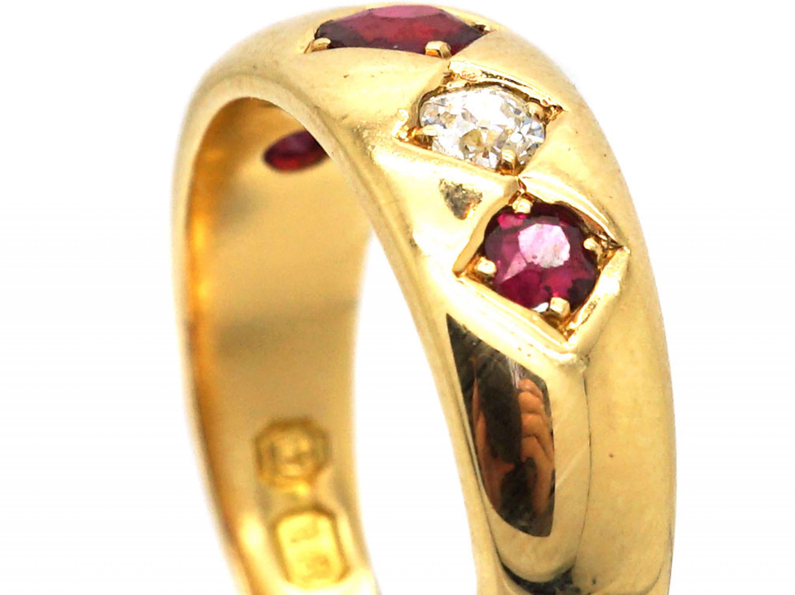 Victorian 18ct Gold, Ruby & Diamond Gypsy Ring (513S) | The Antique ...