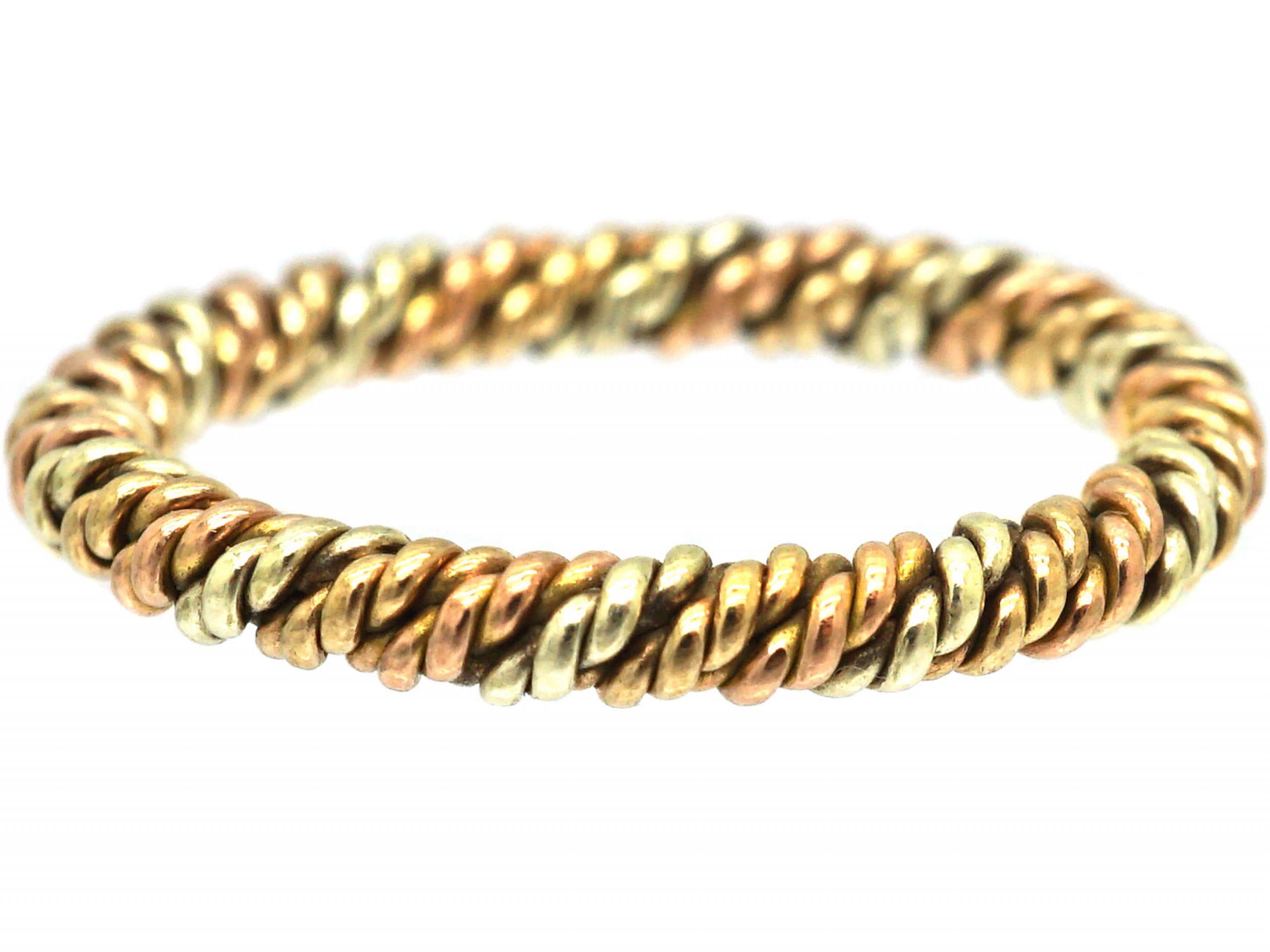 9ct Three Colour Twisted Gold Wedding Ring (484S) | The Antique ...