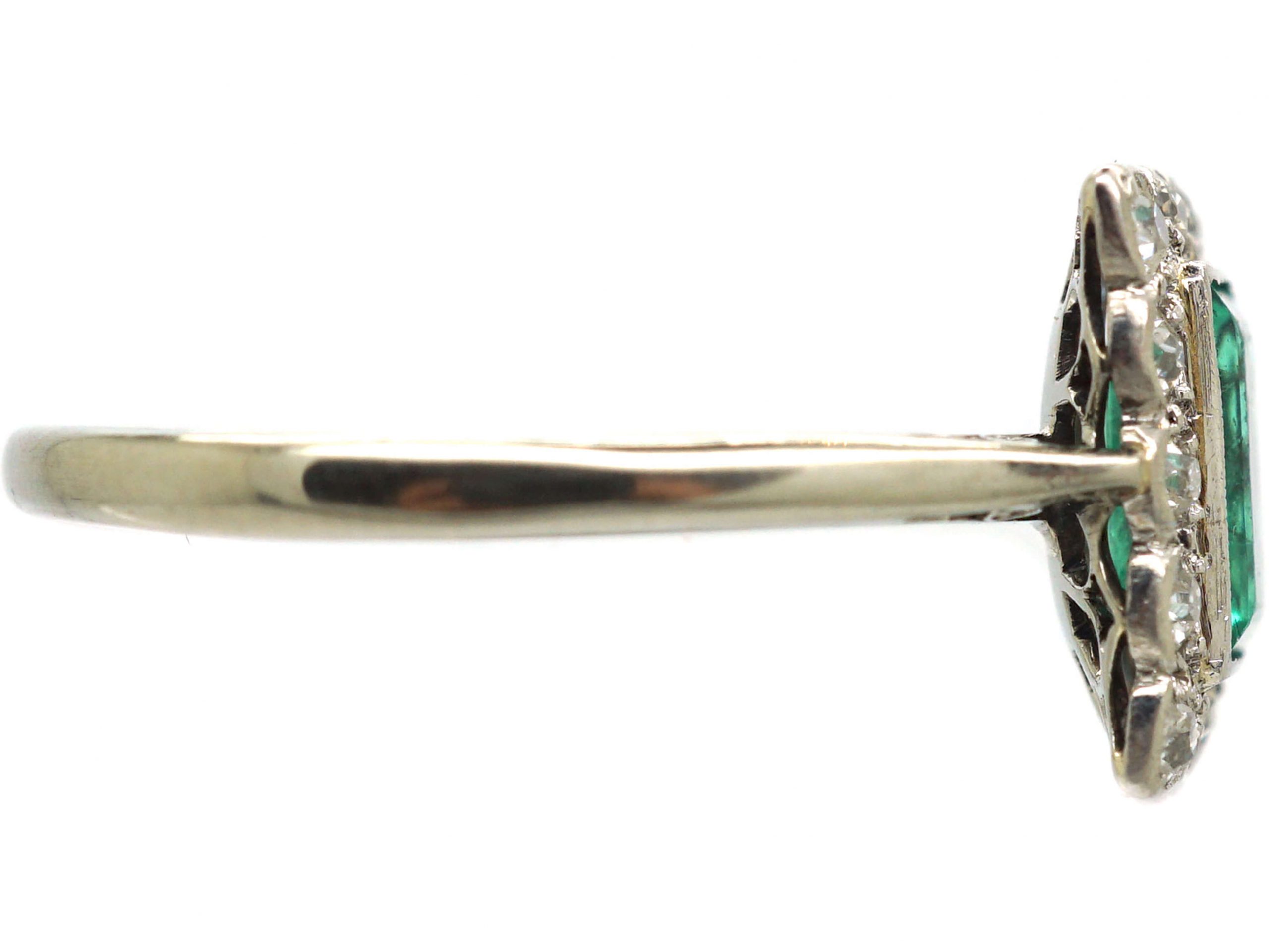Art Deco 18ct White Gold & Platinum, Emerald & Diamond Rectangular ...