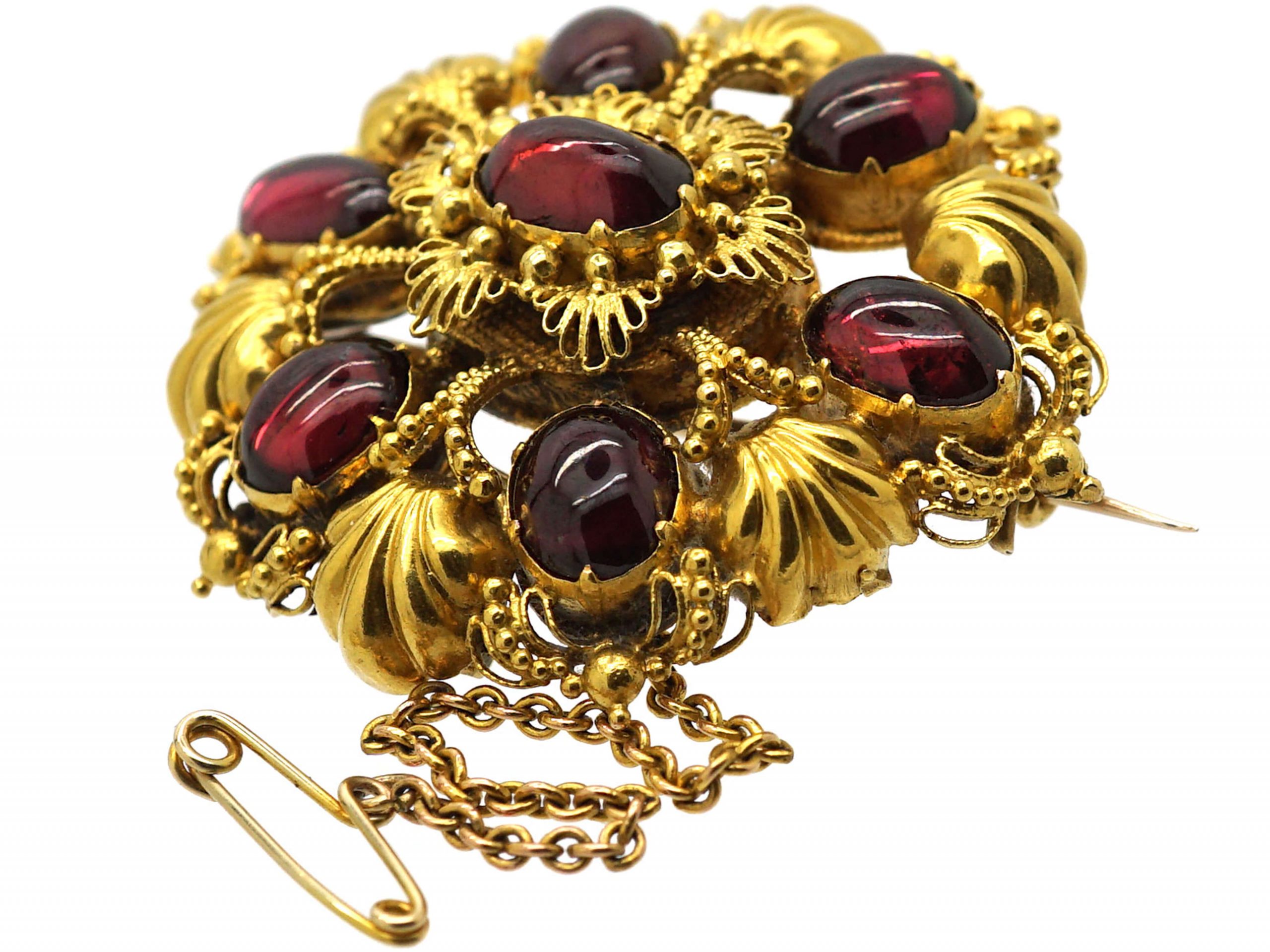 Regency 18ct Gold Brooch / Pendant set with Cabochon Garnets (504S ...