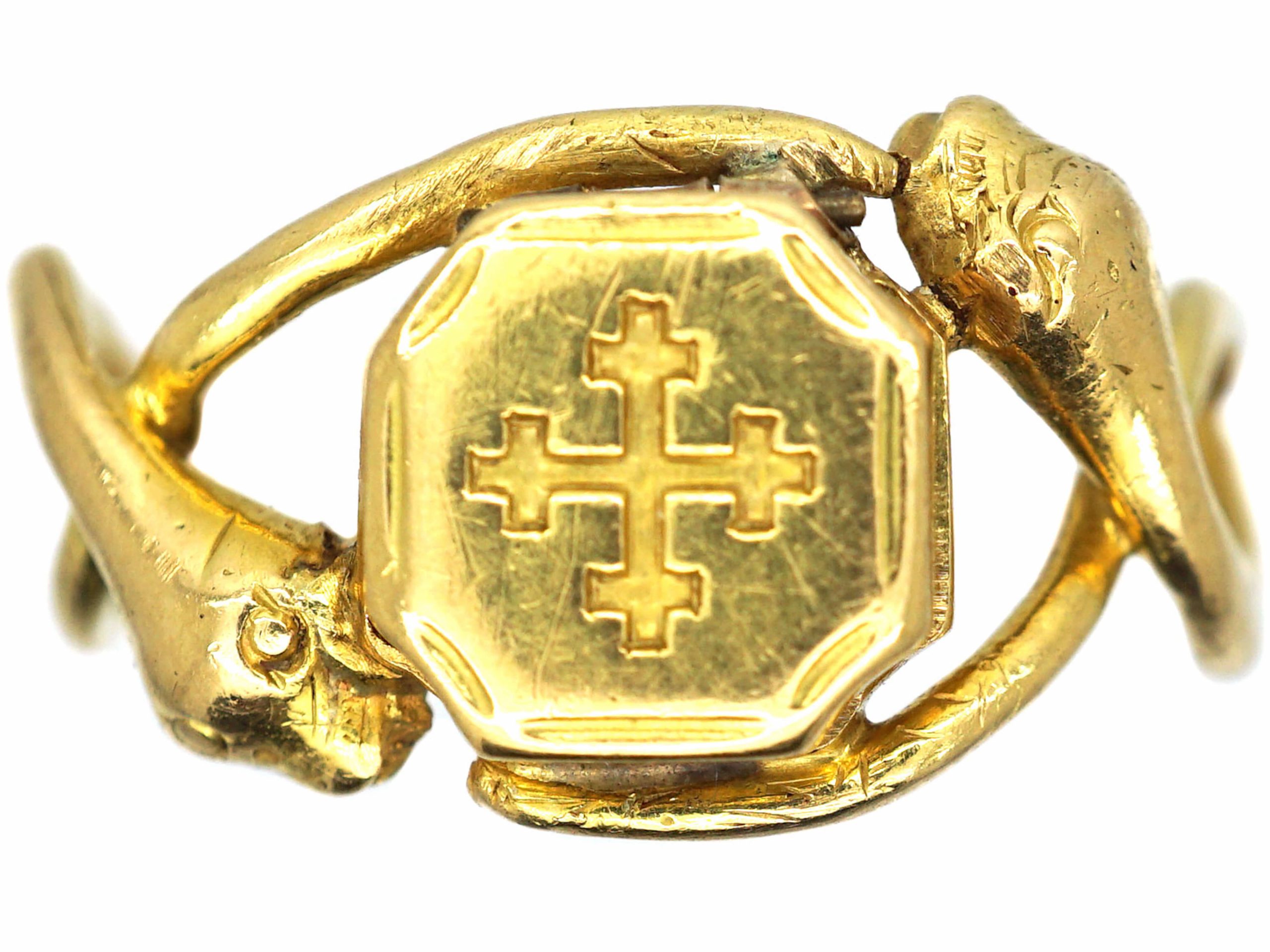 Early Victorian 18ct Gold Opening Ring with Engraved Cross Motif & Two ...