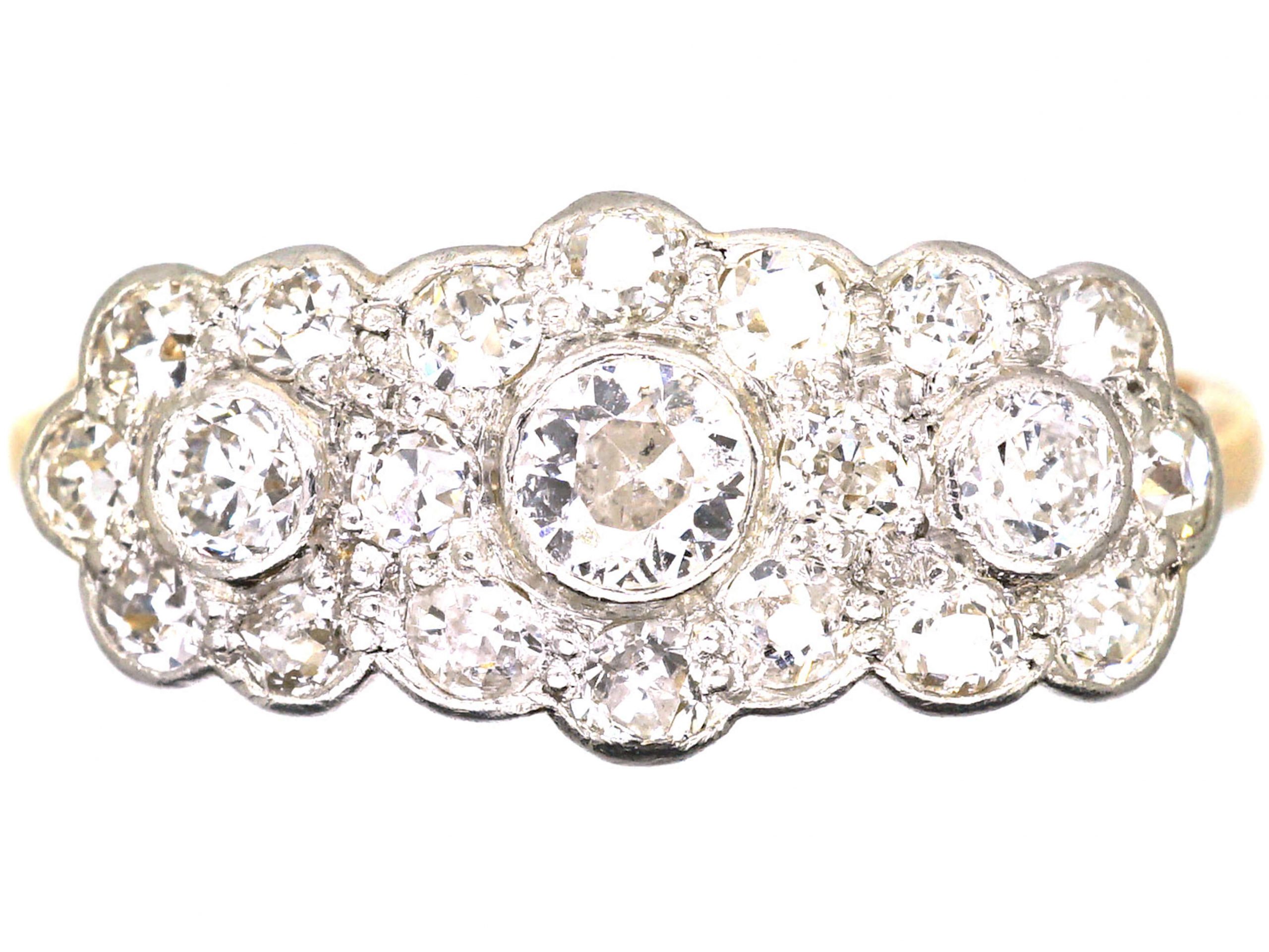 Edwardian 18ct Gold & Diamond Triple Cluster Diamond Ring (543S) | The ... Edwardian 18ct Gold & Diamond Triple Cluster Diamond Ring (543S) | The ...