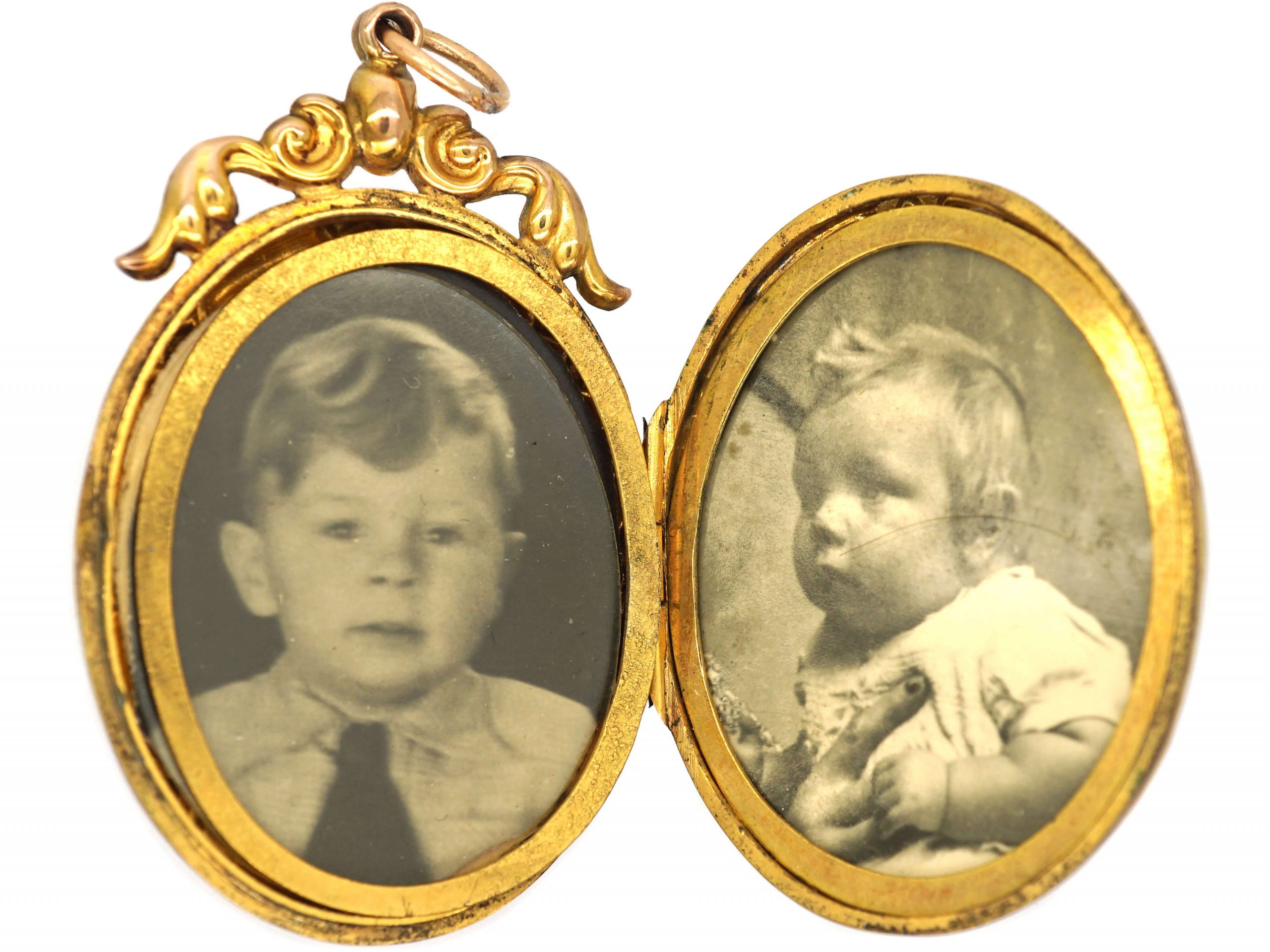 Edwardian 9ct Back & Front Large Oval Locket with Swallow Motif (613S ...