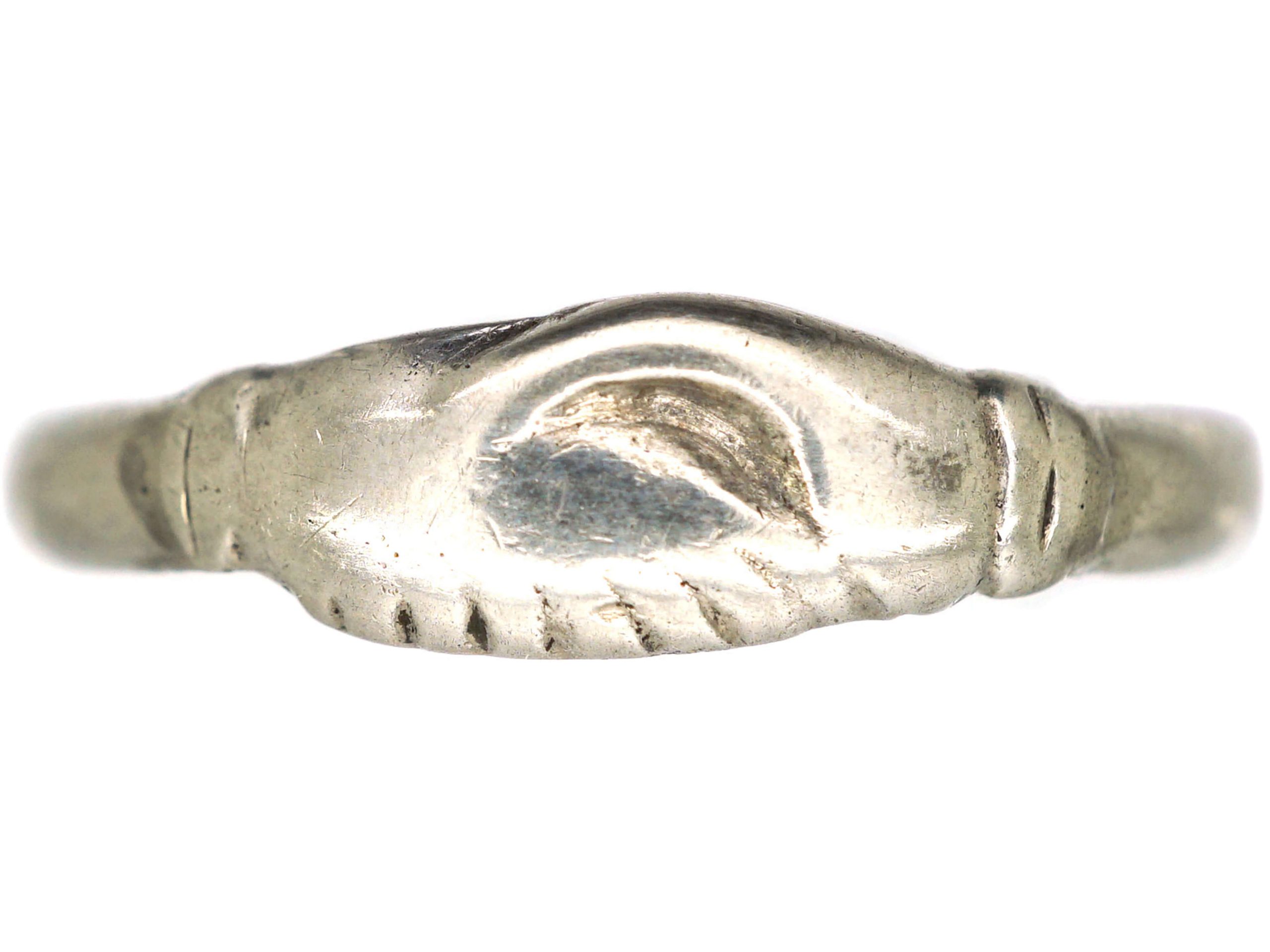 Early Georgian Silver Fede Ring (527S/PR) | The Antique Jewellery Company