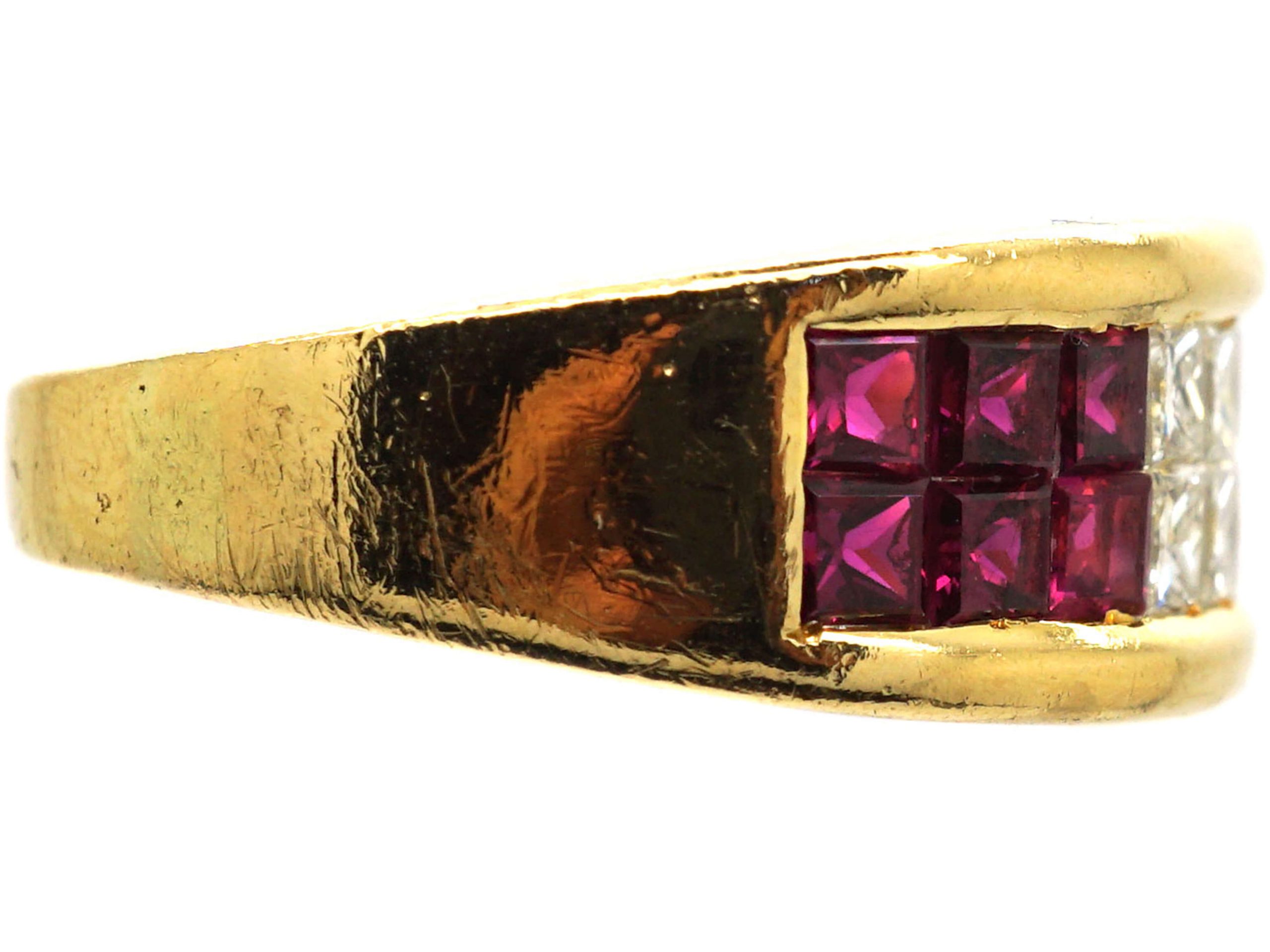 18ct Gold, Square Cut Ruby & Square Cut Diamond Ring (709S) | The ...