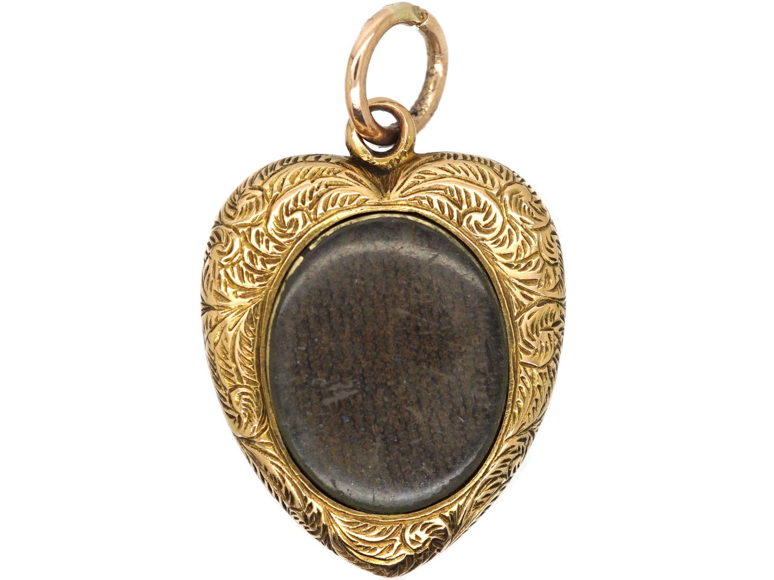 Regency 15ct Gold Heart Shaped Locket with Ivy Leaf Motif in Blue ...