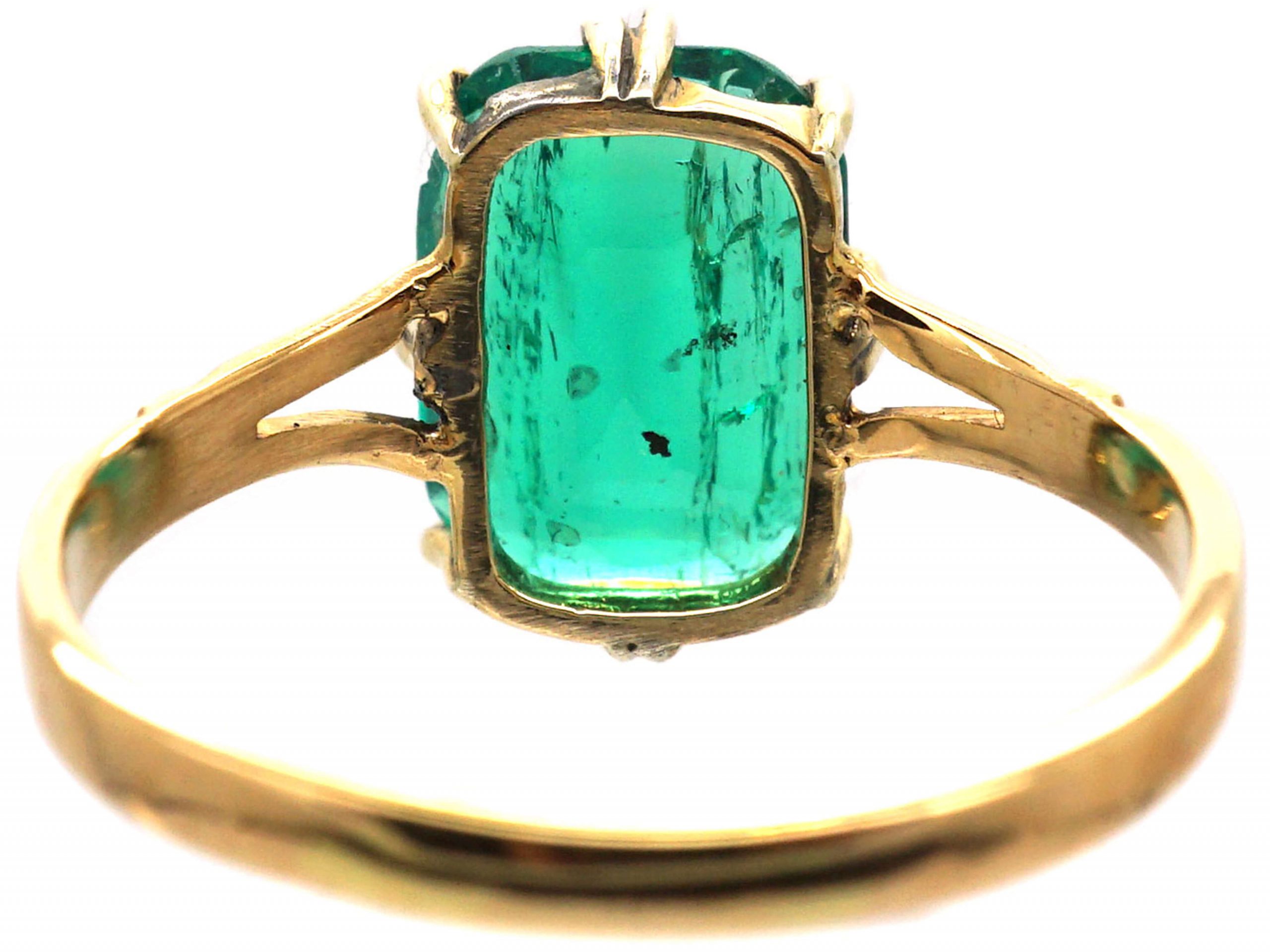 Edwardian 18ct Gold & Colombian Emerald Solitaire Ring (718S) | The ...