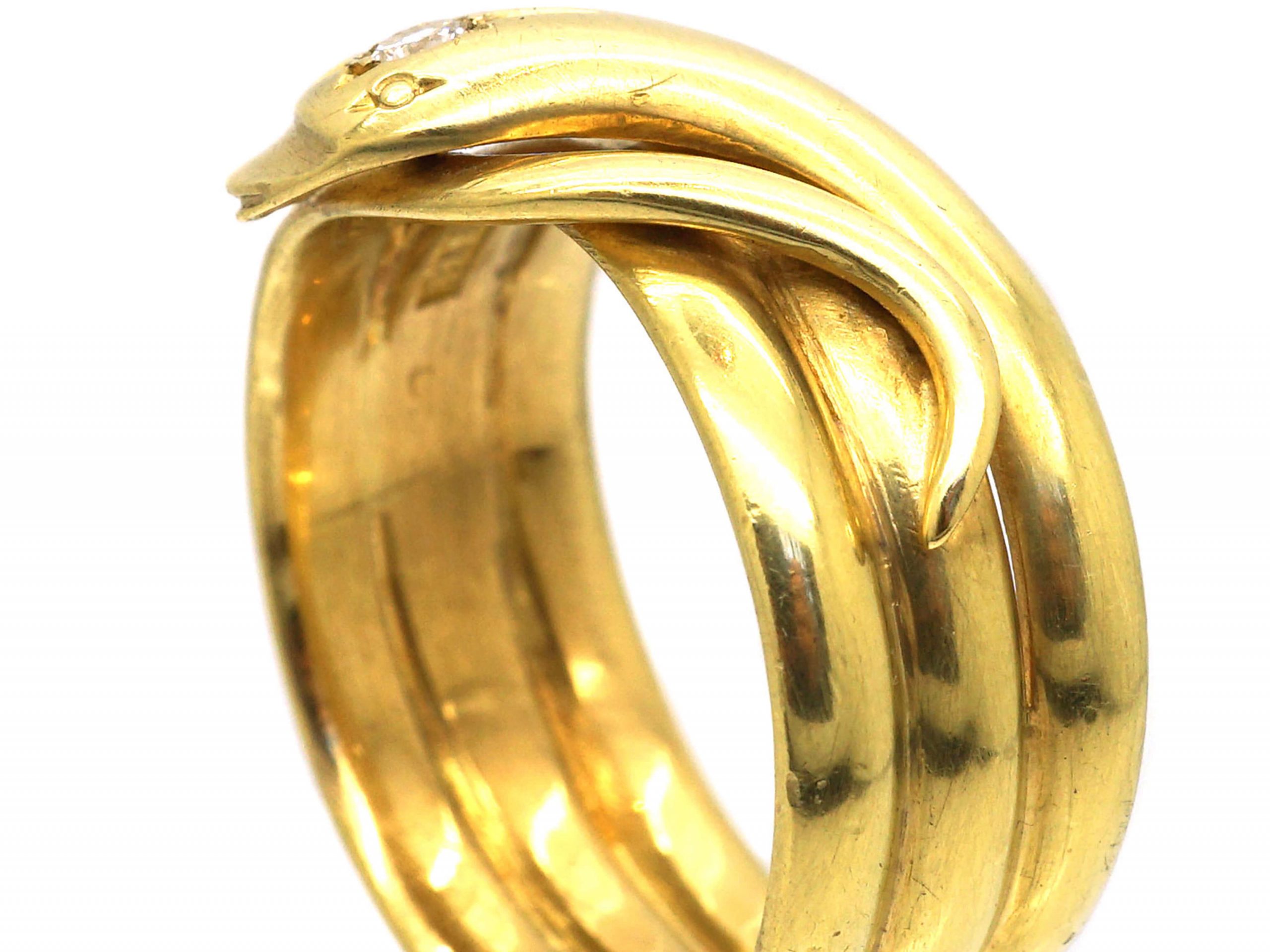 Victorian 18ct Gold Snake Ring set with a Diamond (672S) | The Antique ...